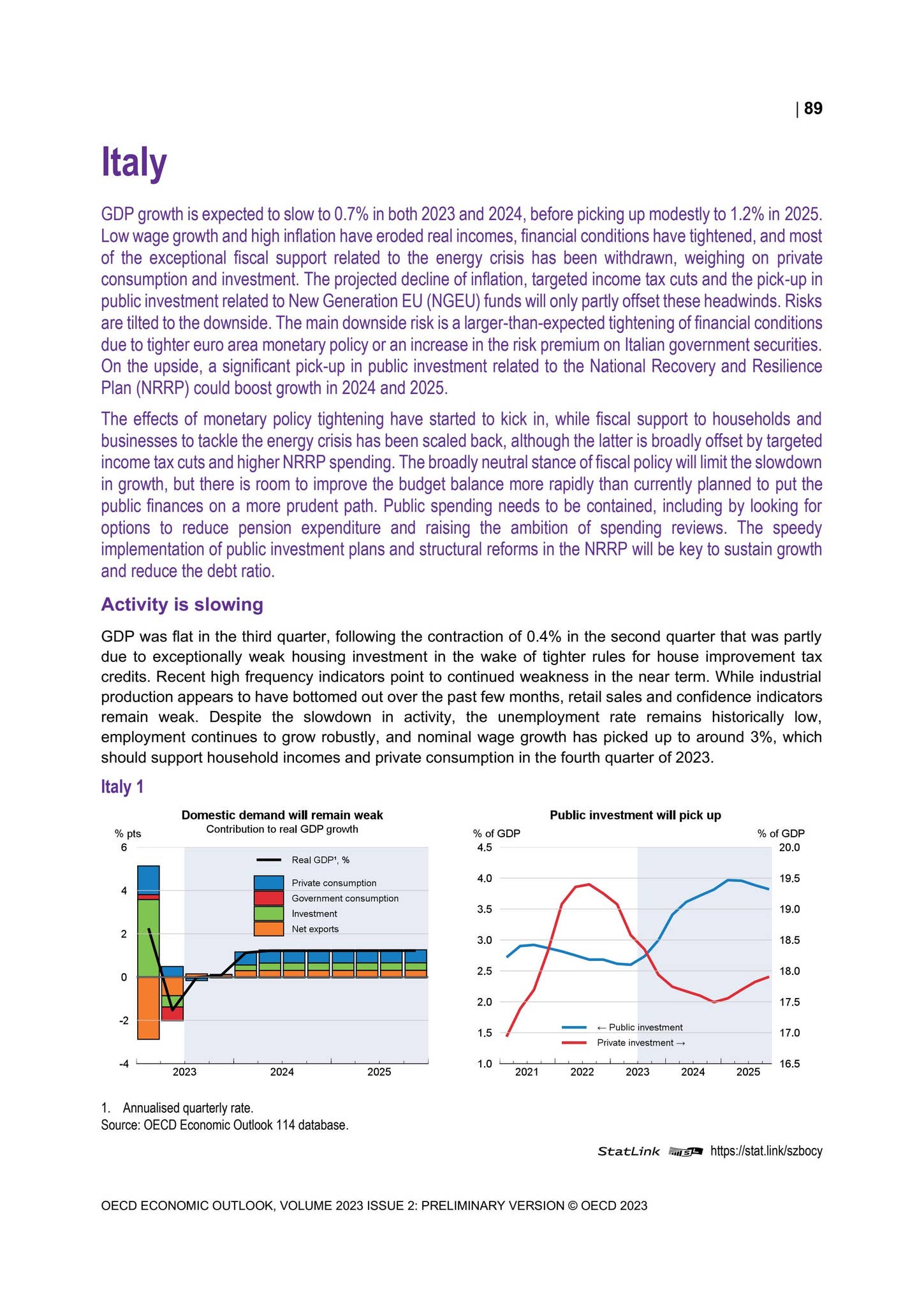 Italy projection note OECD Economic Outlook November 2023 by OECD - Issuu