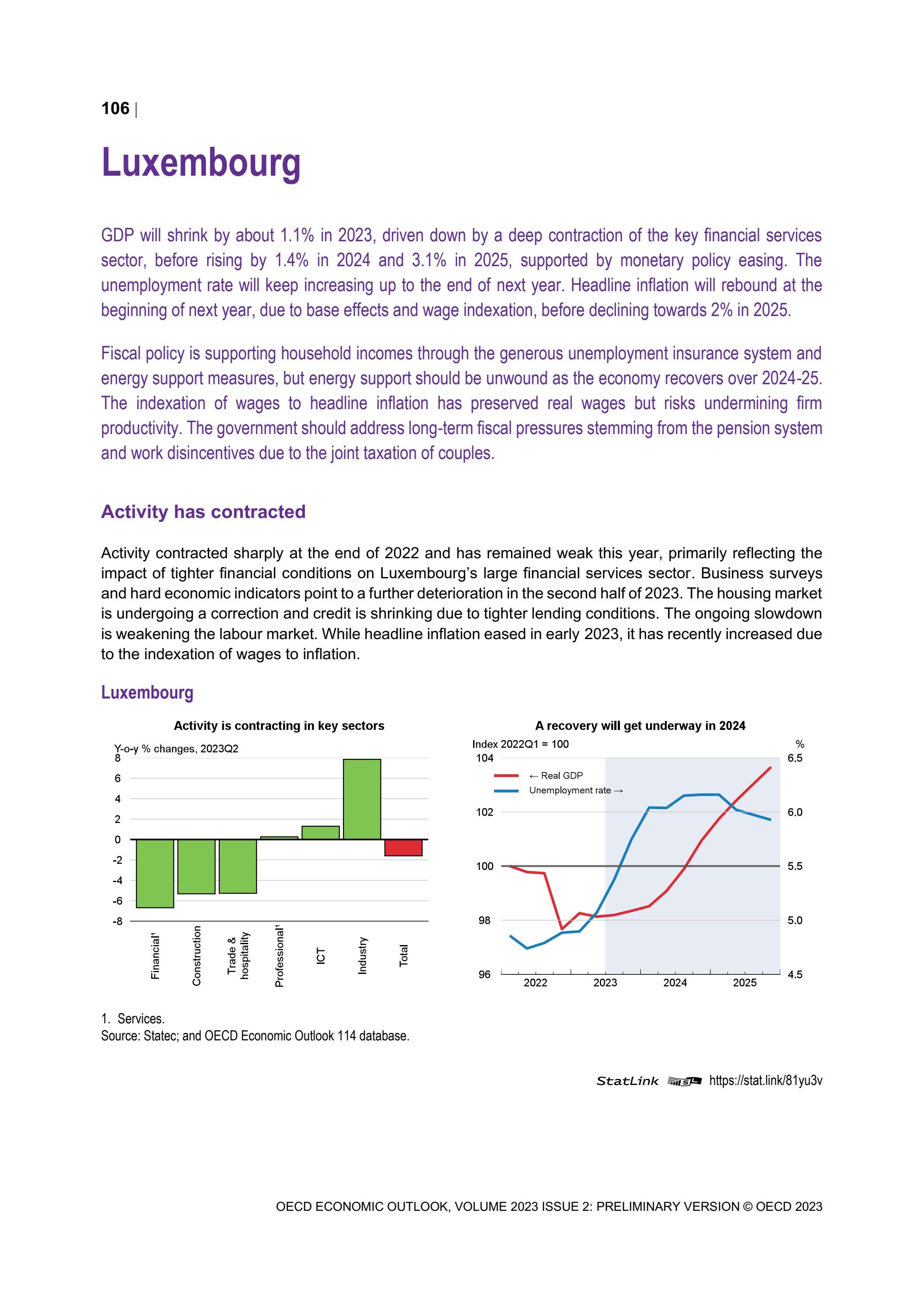 Luxembourg projection note OECD Economic Outlook November 2023 by OECD ...