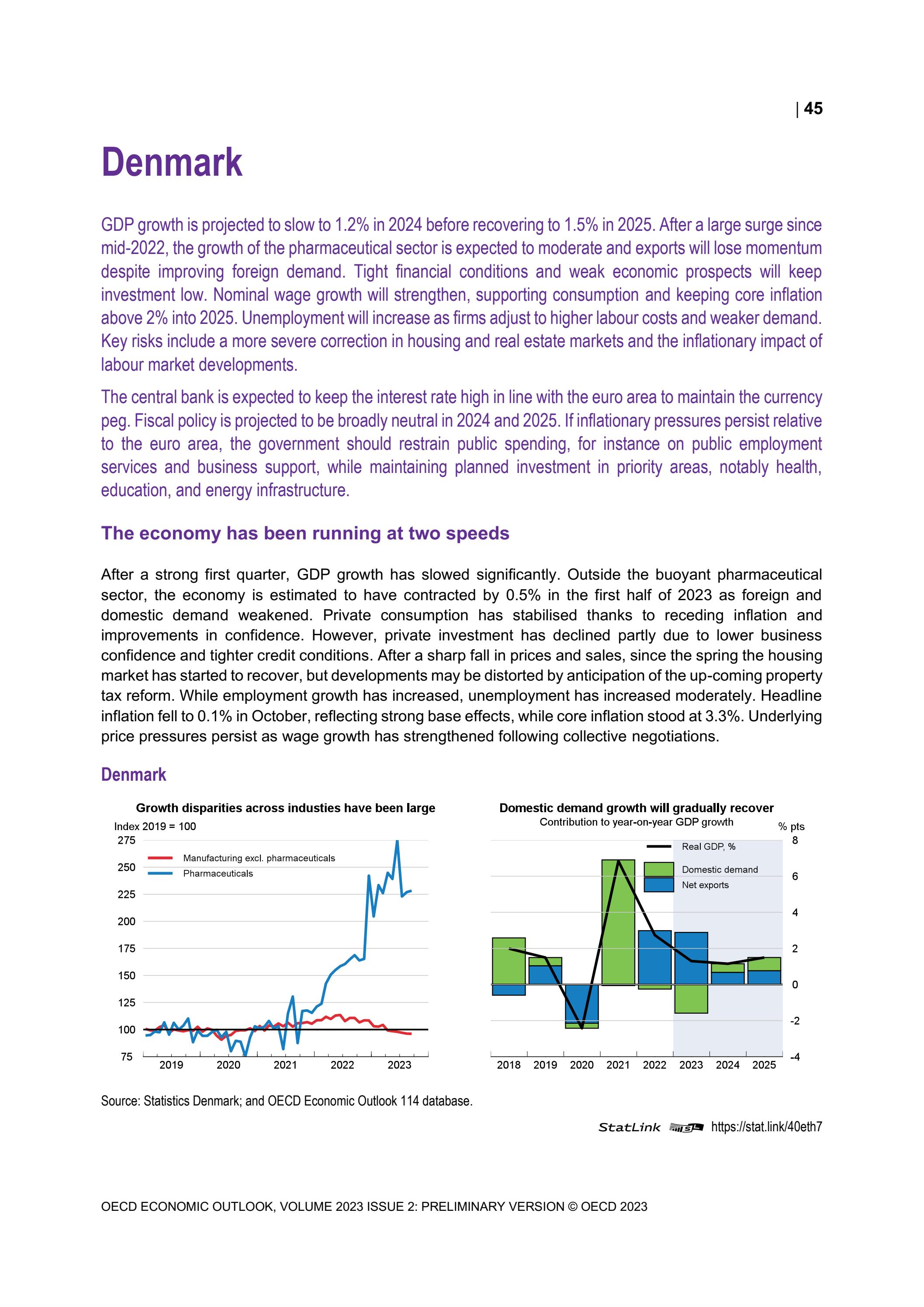 Denmark projection note OECD Economic Outlook November 2023 by OECD - Issuu