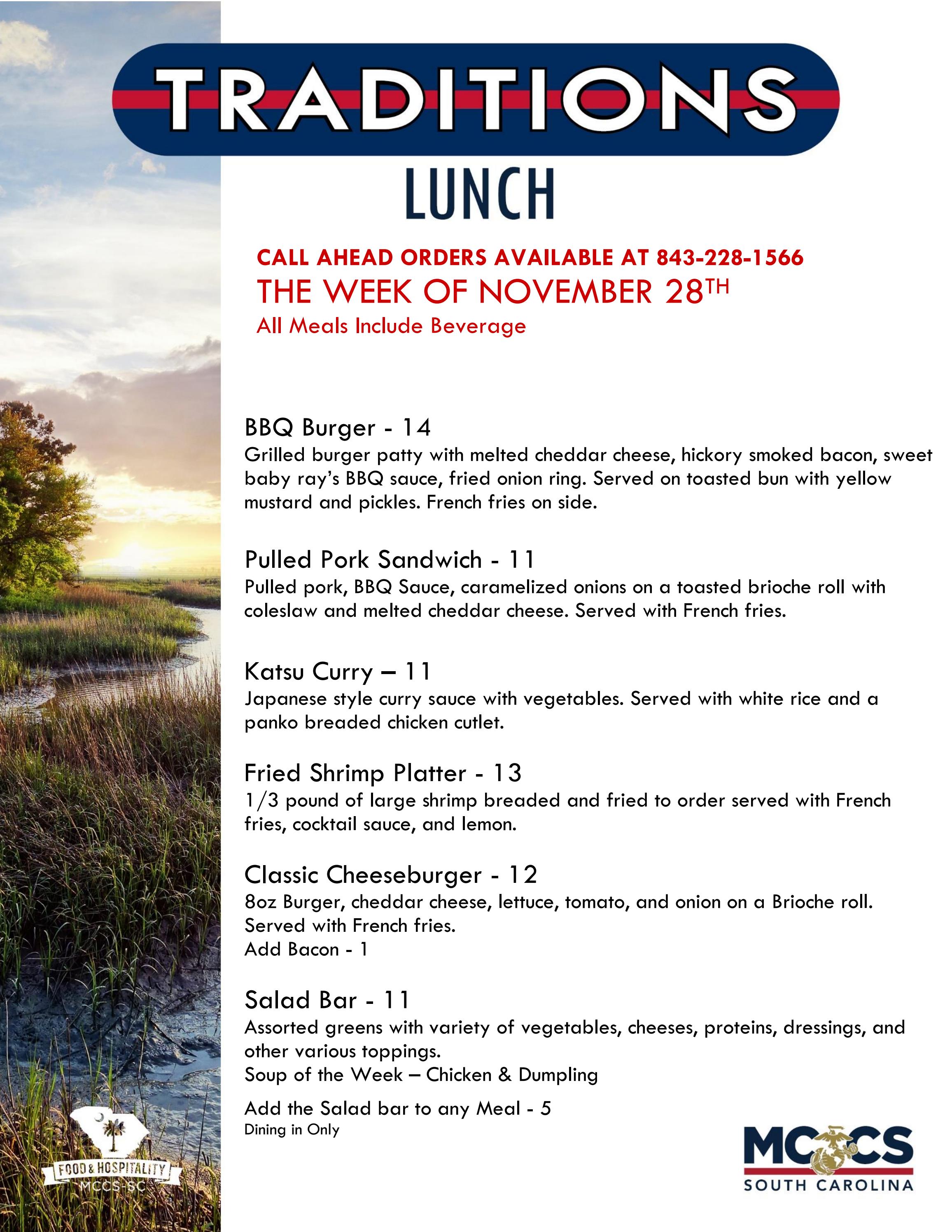 Traditions Lunch Menu by MCCS-SC - Issuu