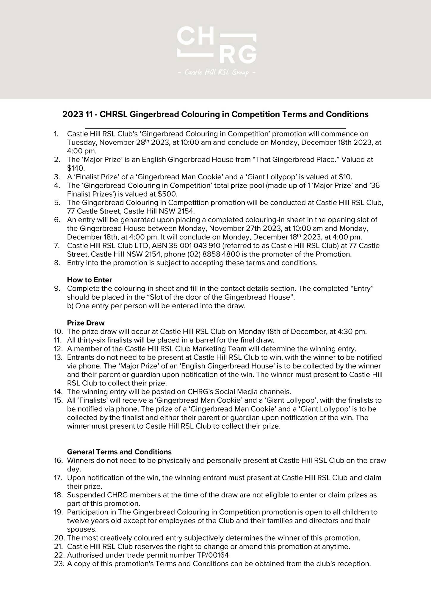 Castle Hill RSL Colouring Competition T&C's by chrg.syd - Issuu