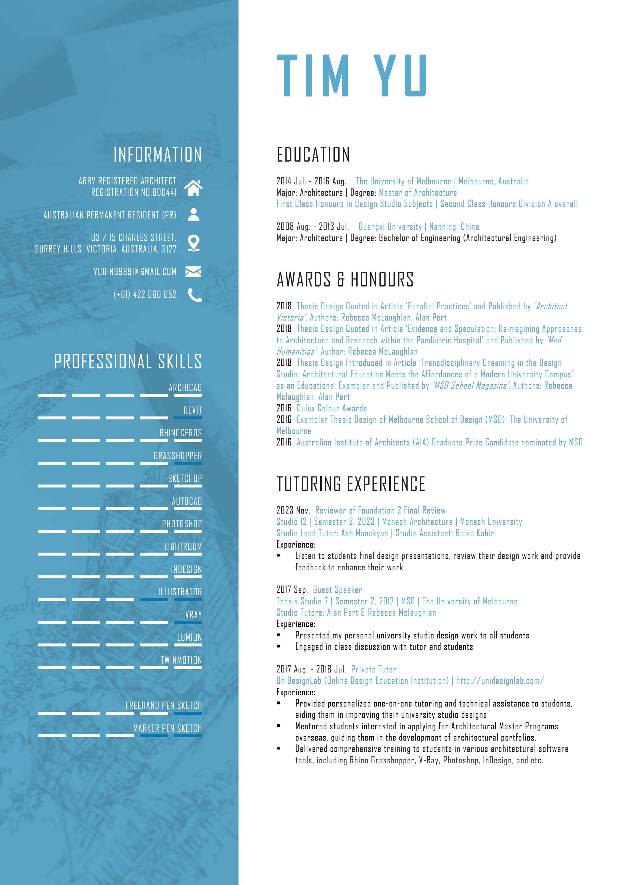 Professional CV - Tim Yu by Tim Yu - Issuu