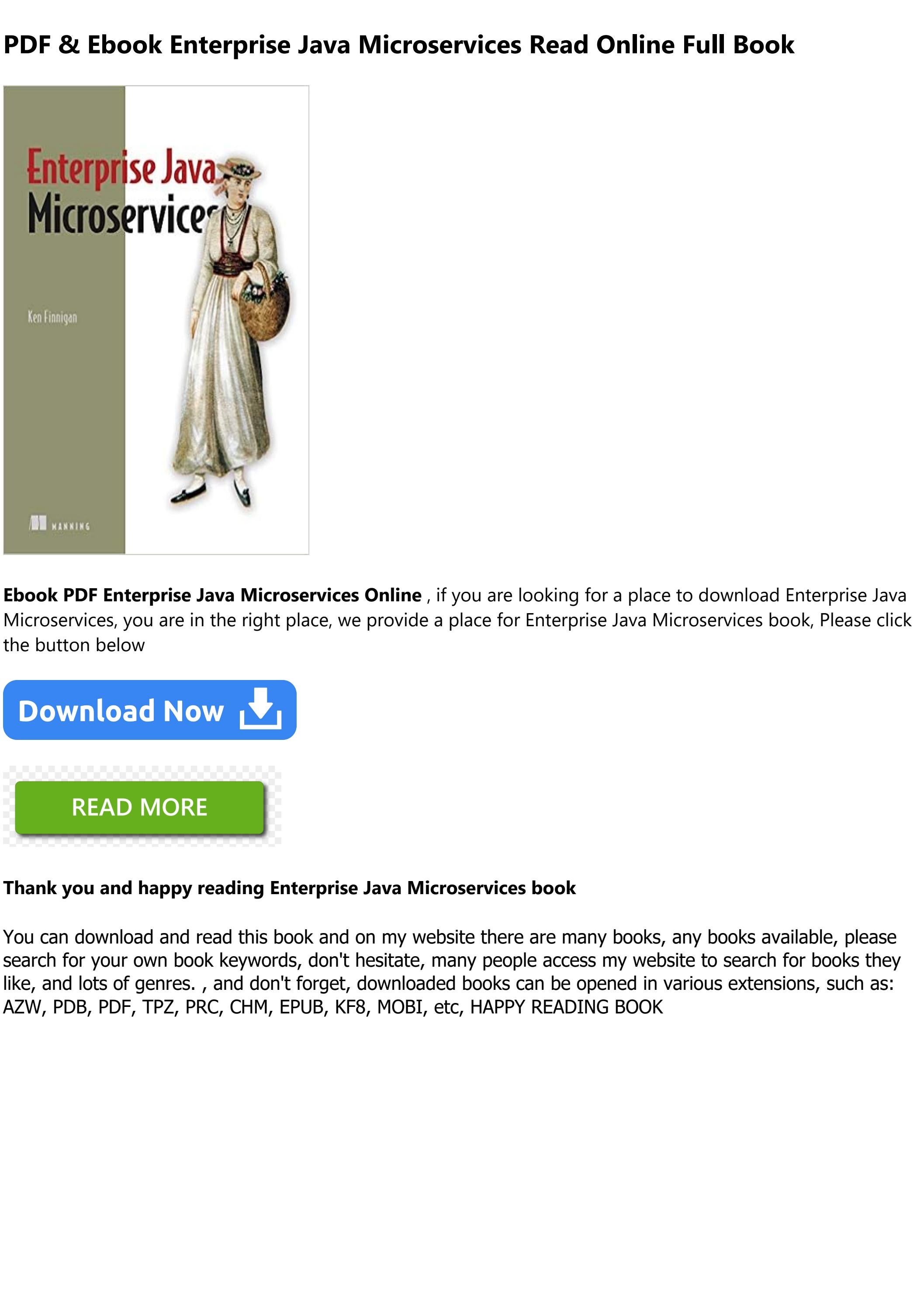 Pdf Online Enterprise Java Microservices Full Acces By Sandstedewescottrmsandstedewescottrm Issuu 