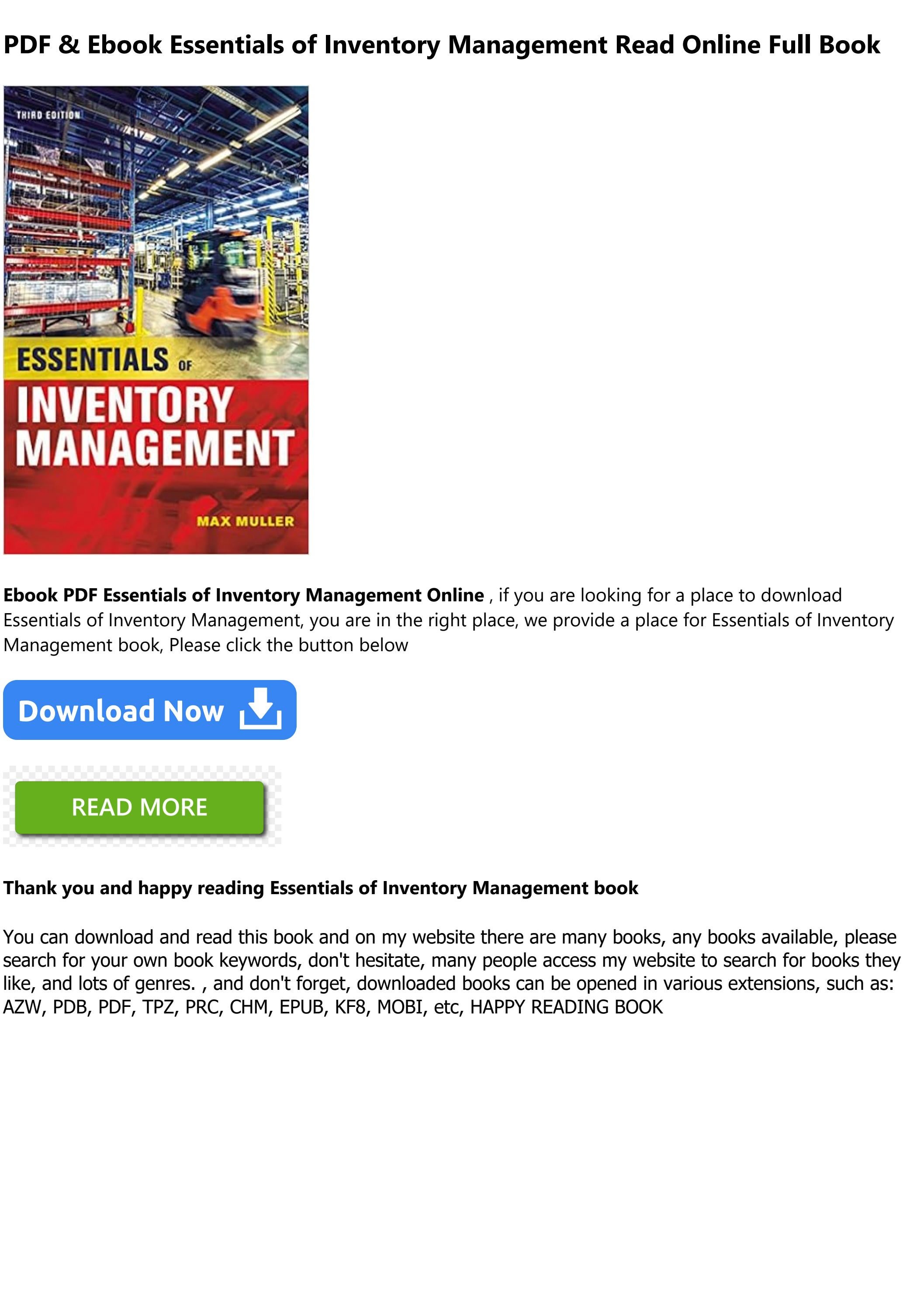 [DOWNLOAD] Essentials of Inventory Management TXT,PDF,EPUB by ...