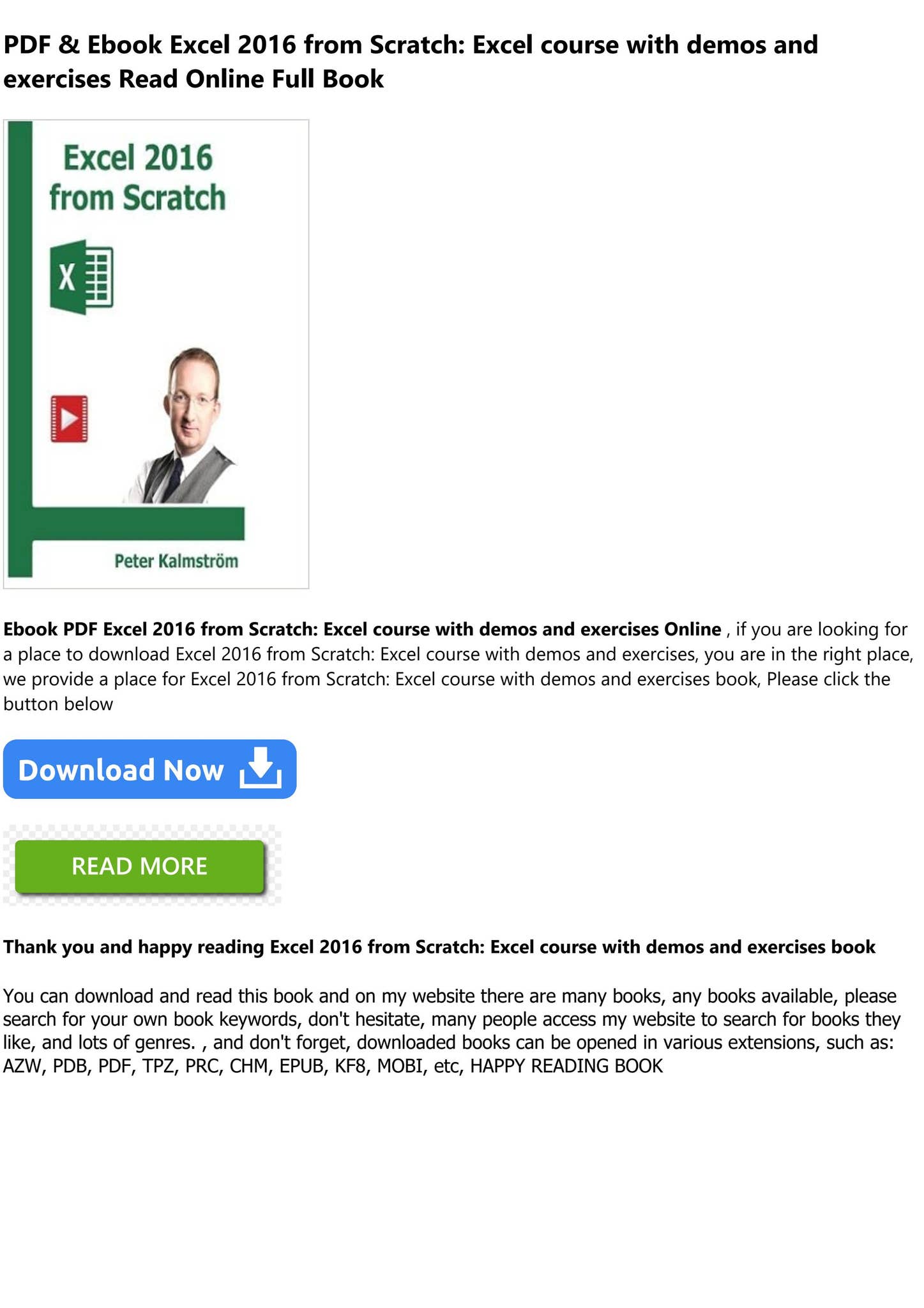 [EBOOK] Excel 2016 from Scratch: Excel course with demos and exercises ...
