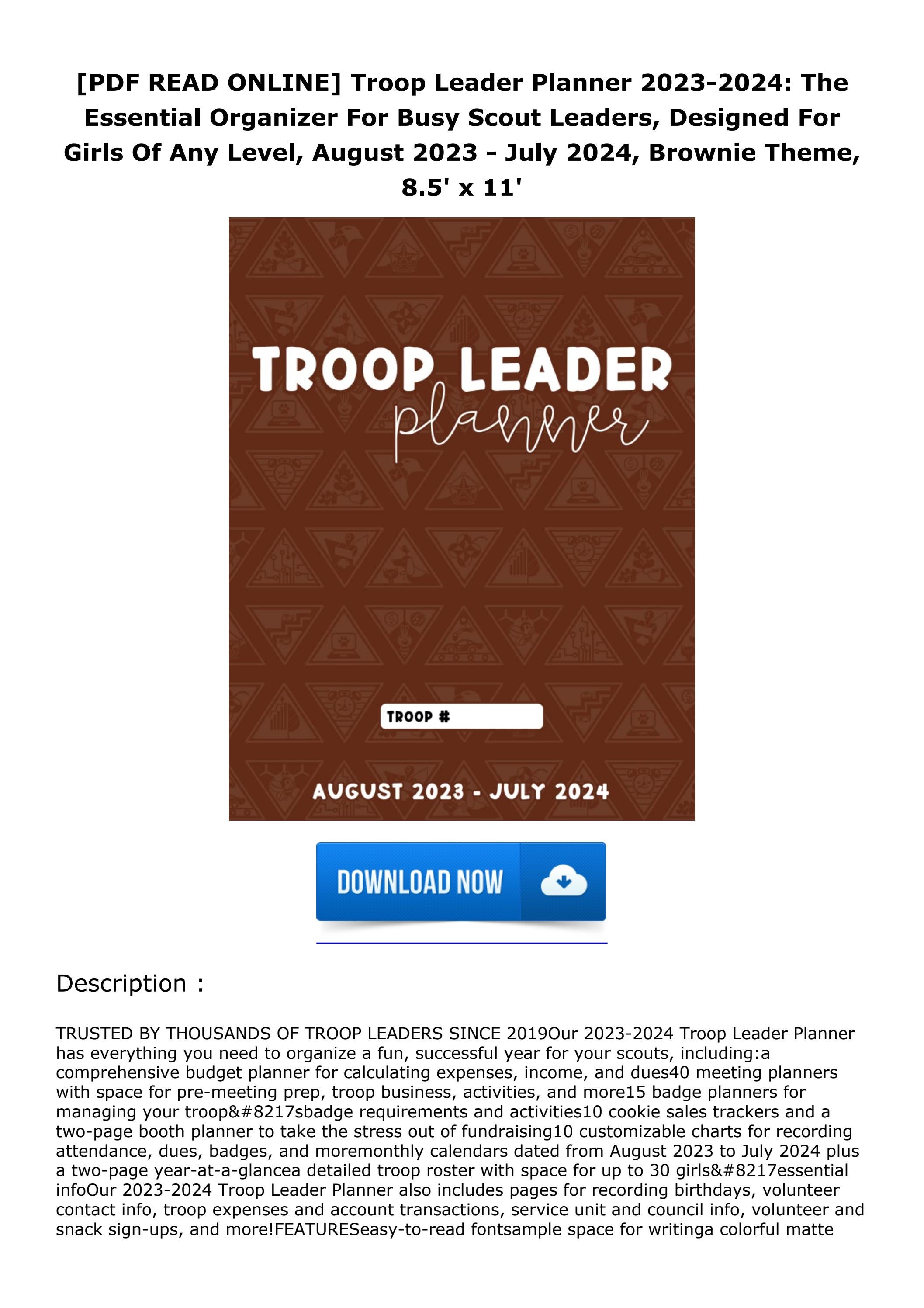 [PDF Read⭐ ONLINE] Troop Leader Planner 2023-2024: The Essential ...