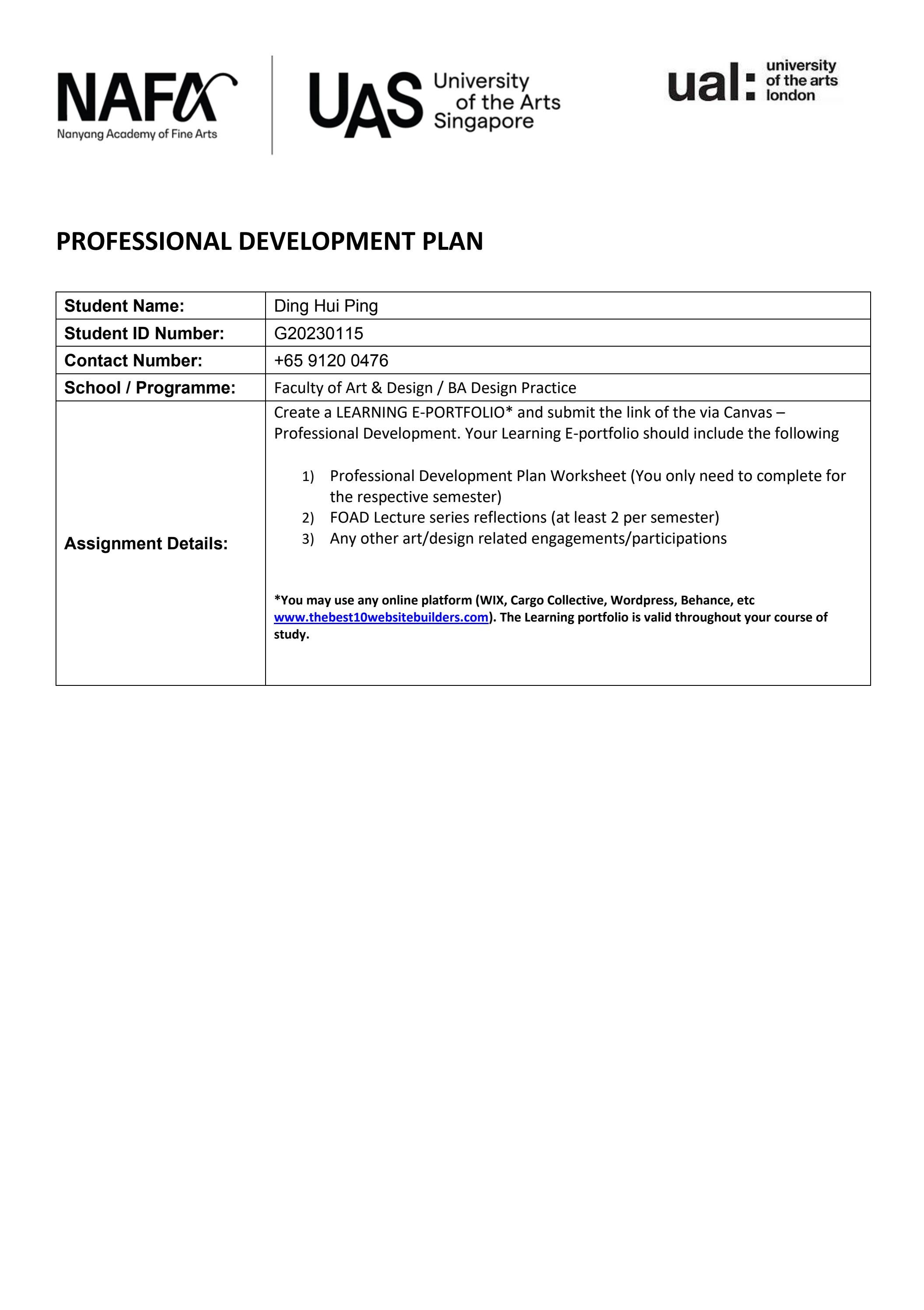 Professional Development Plan Worksheet by Hui Ping - Issuu