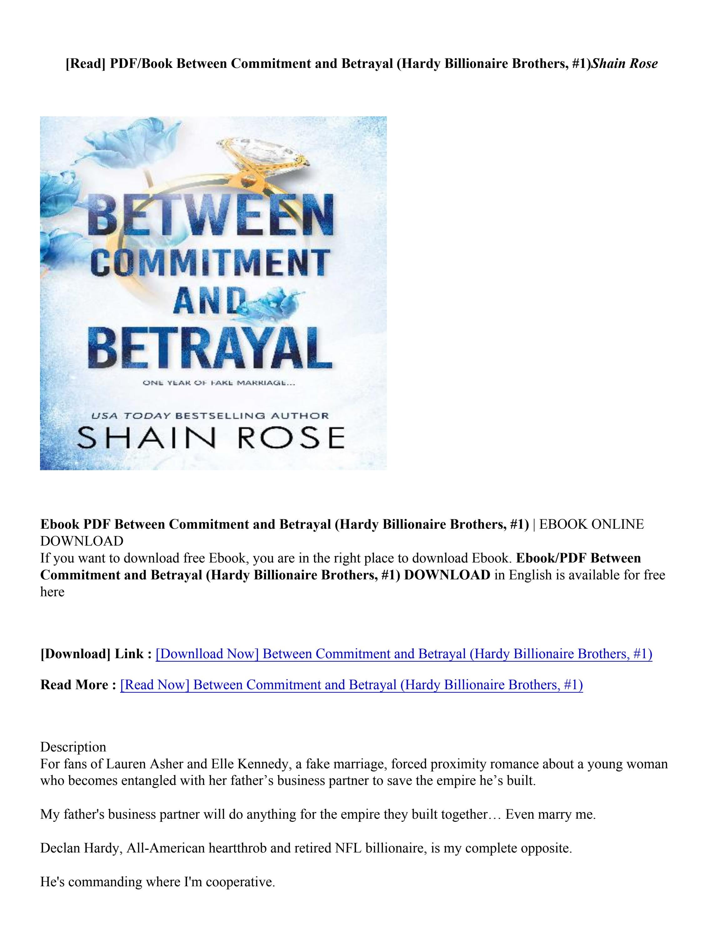 (PDF) Download Between Commitment and Betrayal (Hardy Billionaire ...