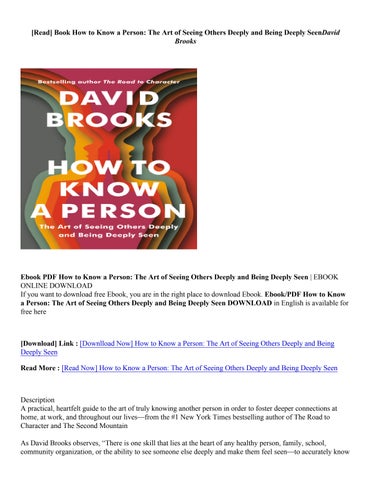 (PDF/ePub) How to Know a Person: The Art of Seeing Others Deeply and ...