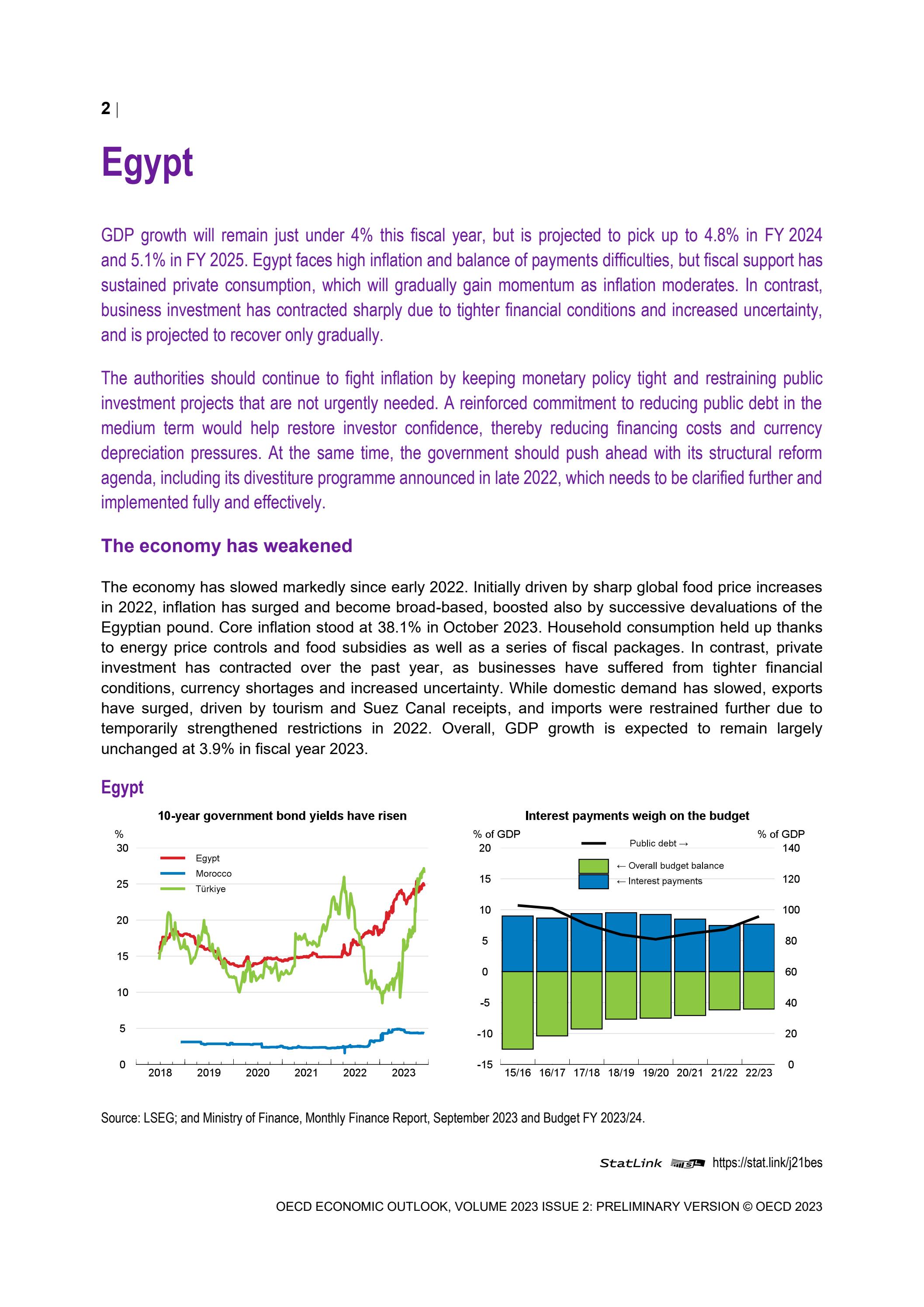 Egypt Economic Outlook country note, November 2023 by OECD - Issuu