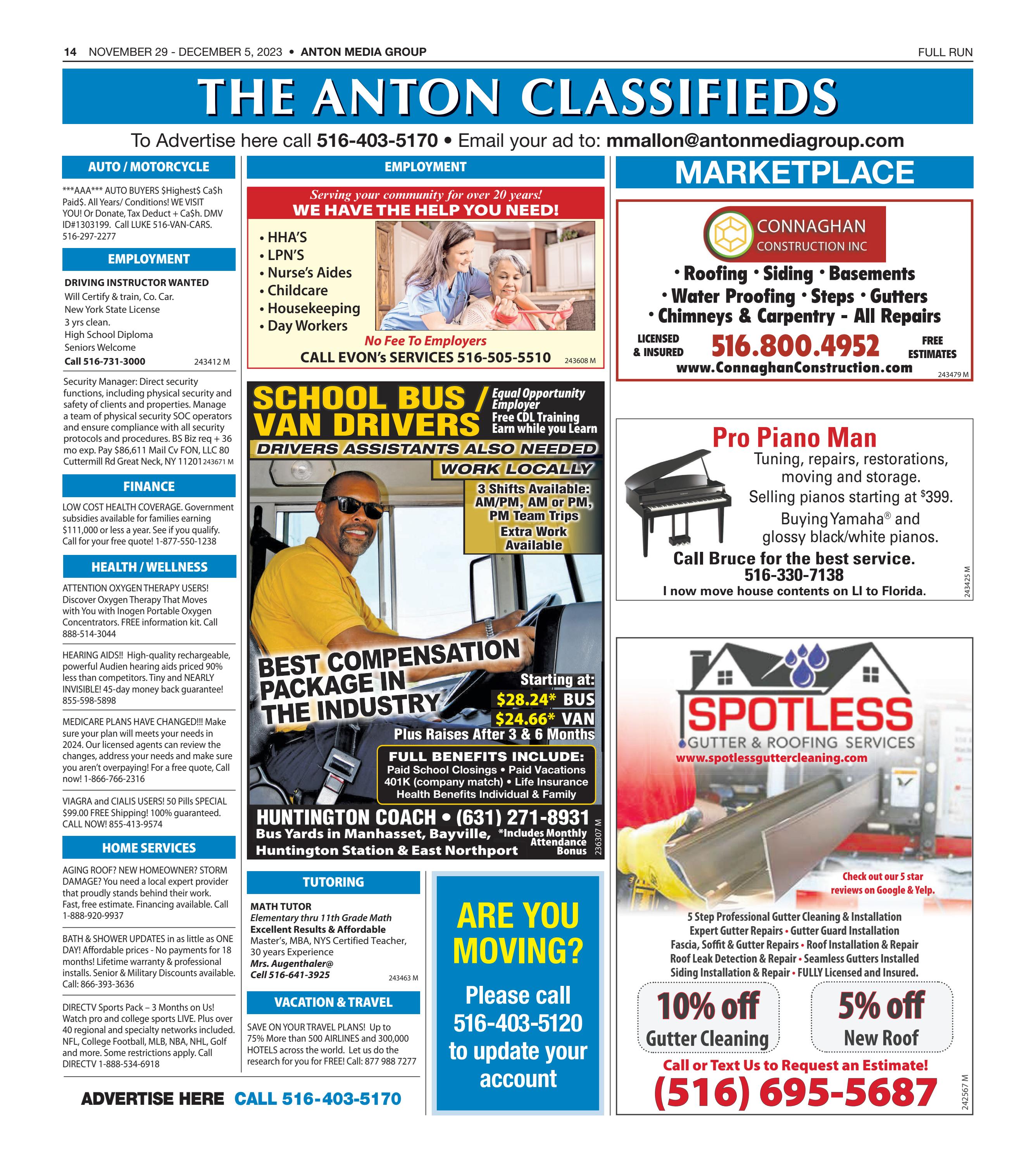 Anton Classifieds 11/29/23 edition is published weekly by Anton Media ...