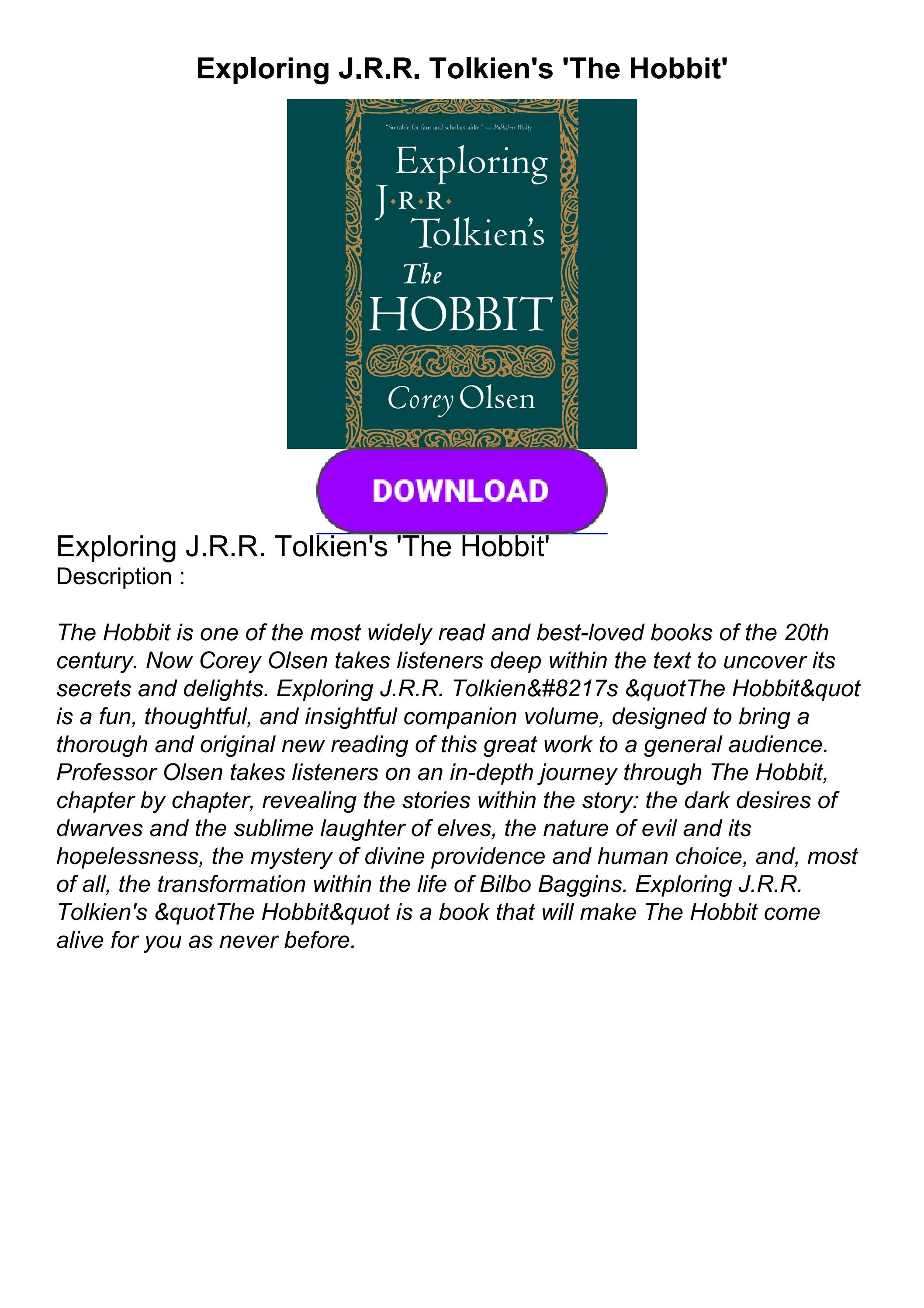 [Read] EBOOK⚡ Exploring J.R.R. Tolkien's 'The Hobbit' by faitdecoudct ...