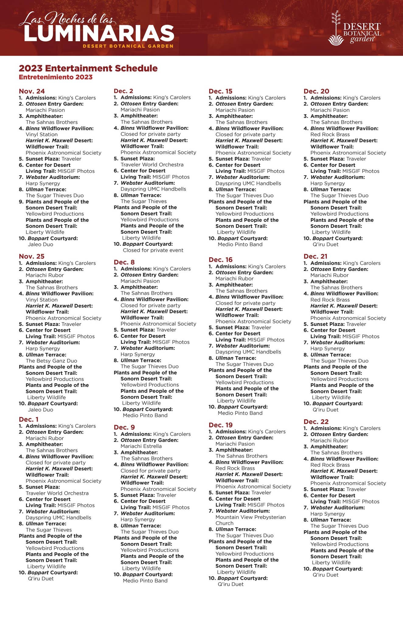2023 Las Noches de las Luminarias Entertainment Schedule by dbgphx - Issuu