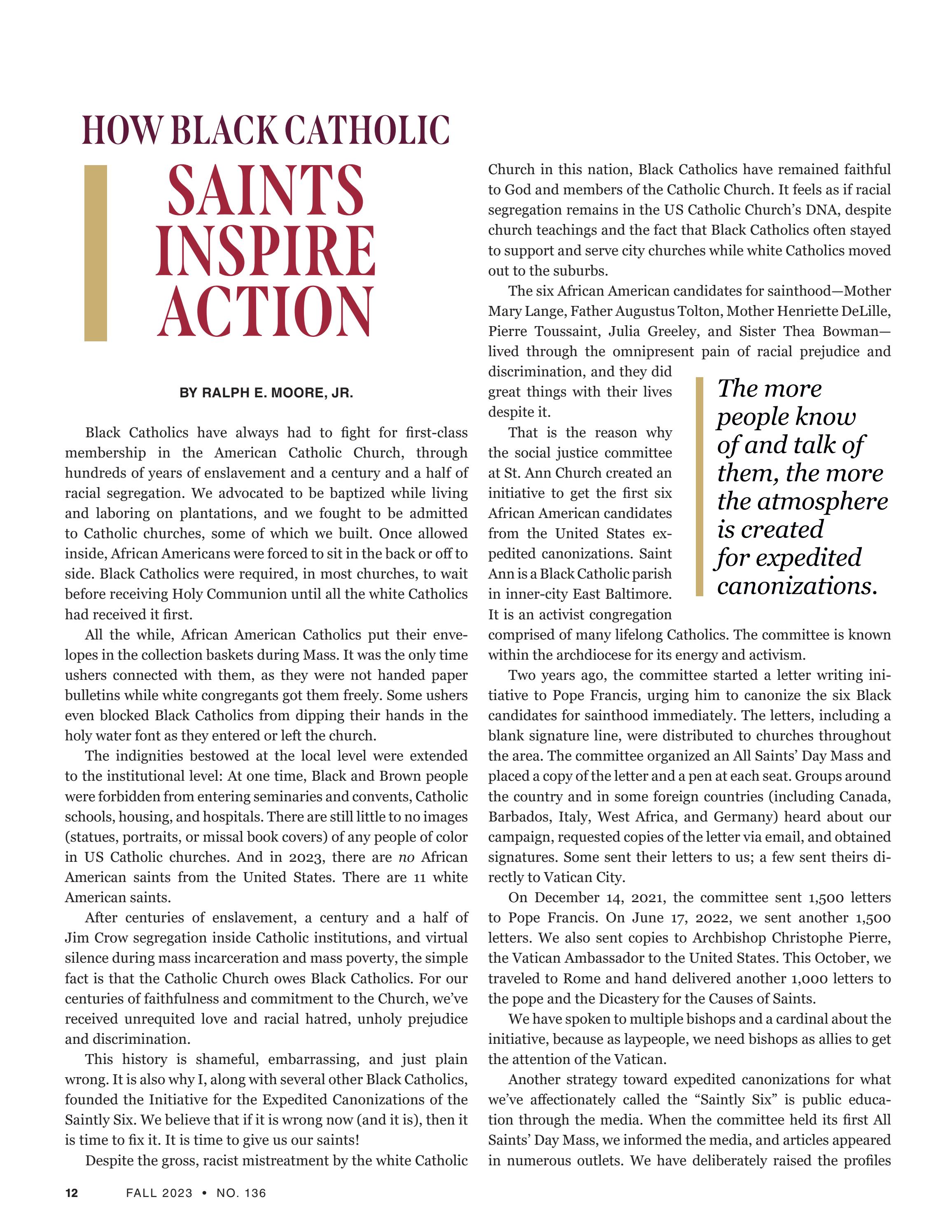 How Black Catholic Saints Inspire Action by Ralph E. Moore, Jr. by ...