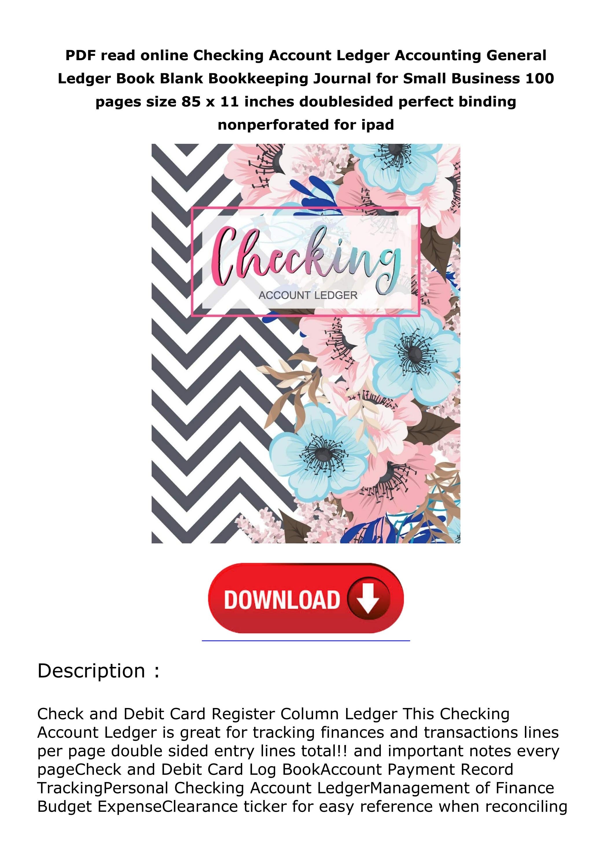 Pdf⚡ Read Online Checking Account Ledger Accounting General Ledger