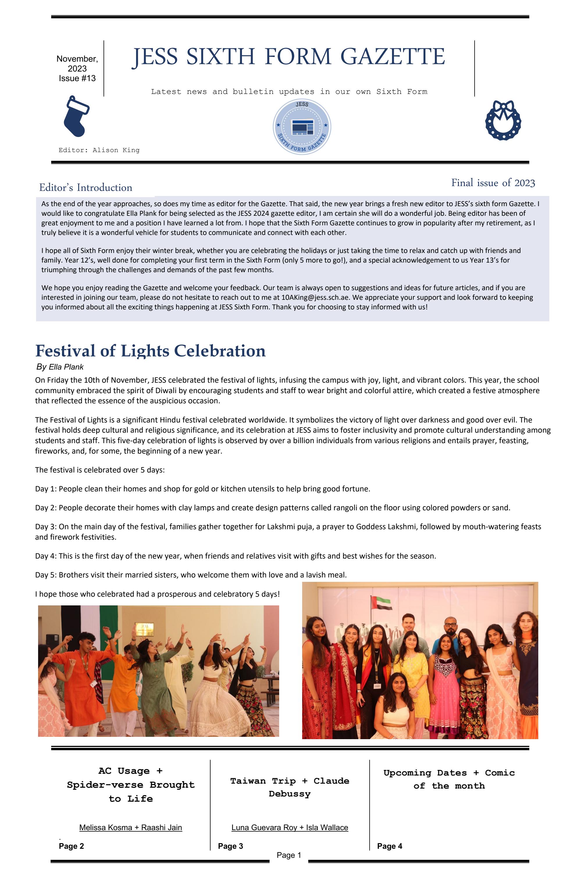 JESS Sixth Form Gazette - November 2023 by JESS Dubai - Issuu