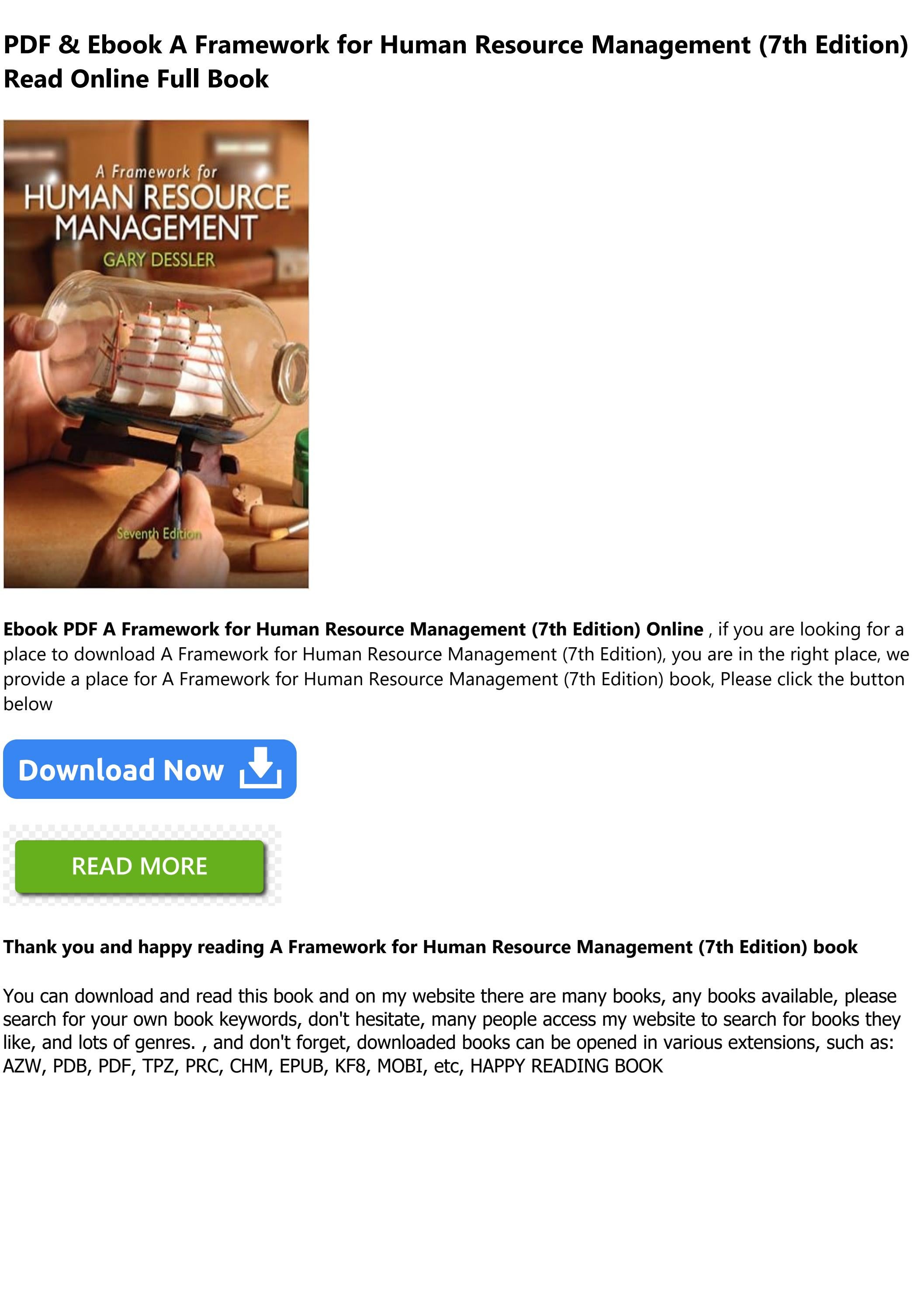 [**Free Download**] A Framework for Human Resource Management (7th ...