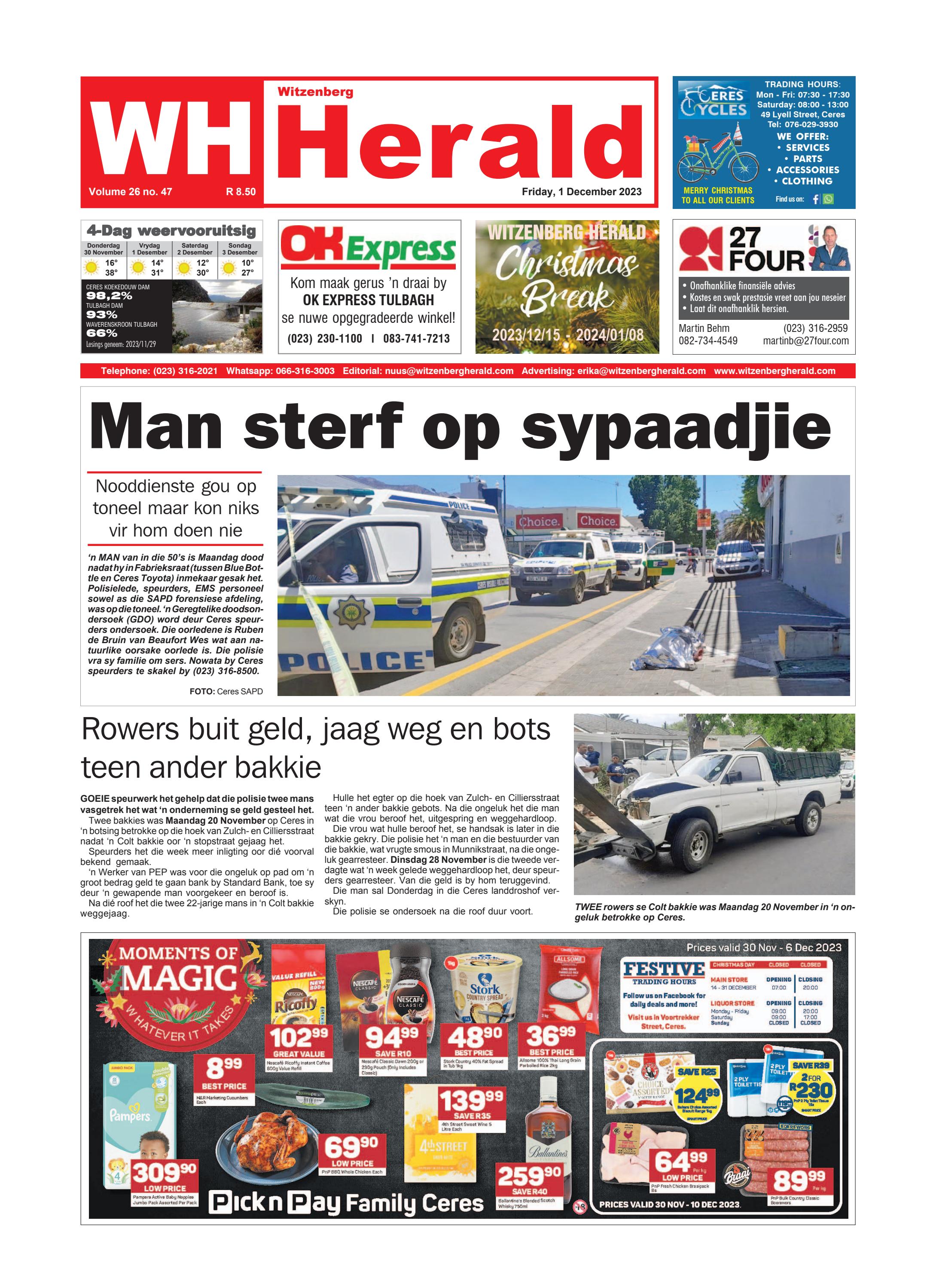 Witzenberg Herald Vol.26 no.47 (Online Weergawe) by Witzenberg Herald ...