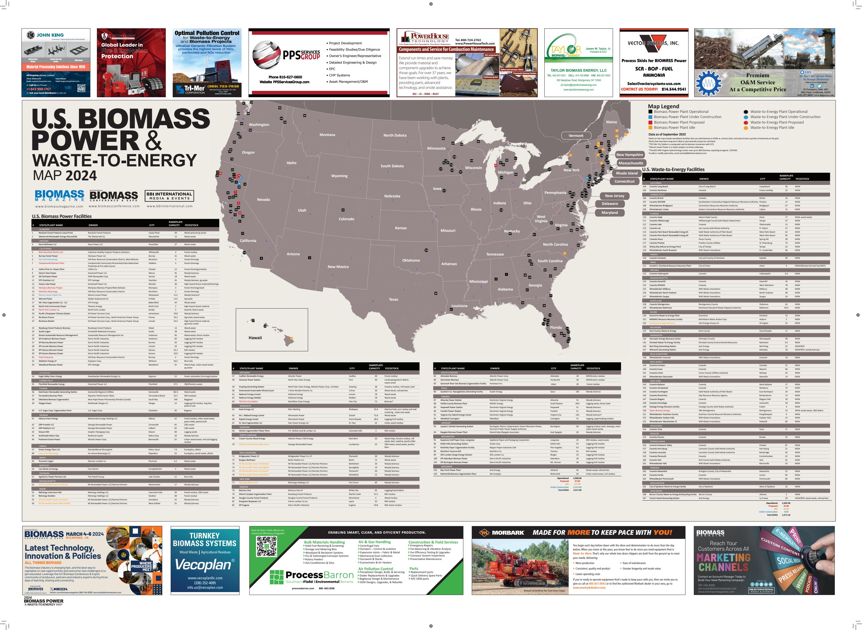 2024 Biomass Power & Waste-to-Energy Facility Map by BBI International ...