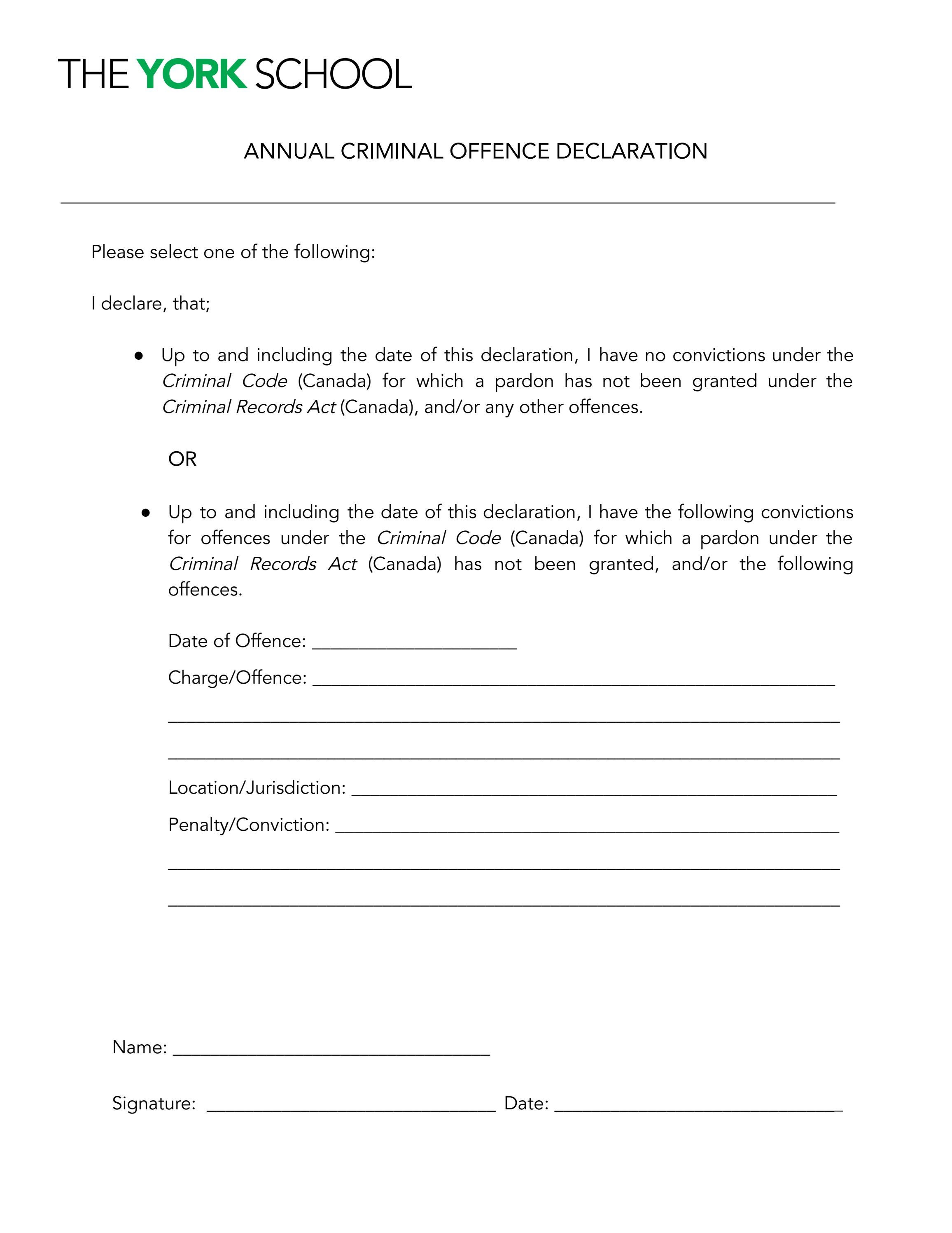 2023-2024 ANNUAL CRIMINAL OFFENCE DECLARATION by The York School - Issuu