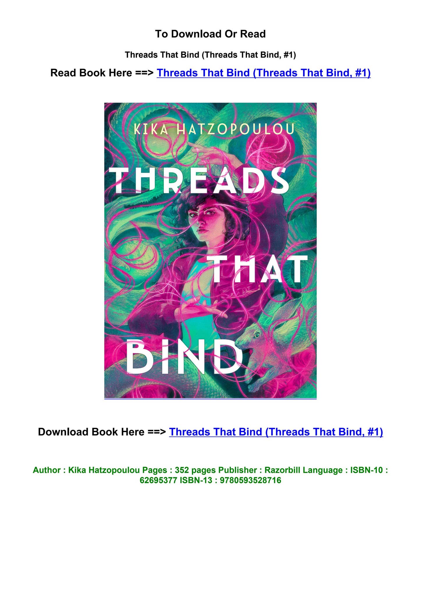 Pdf Download Threads That Bind (Threads That Bind, #1) BY Kika ...