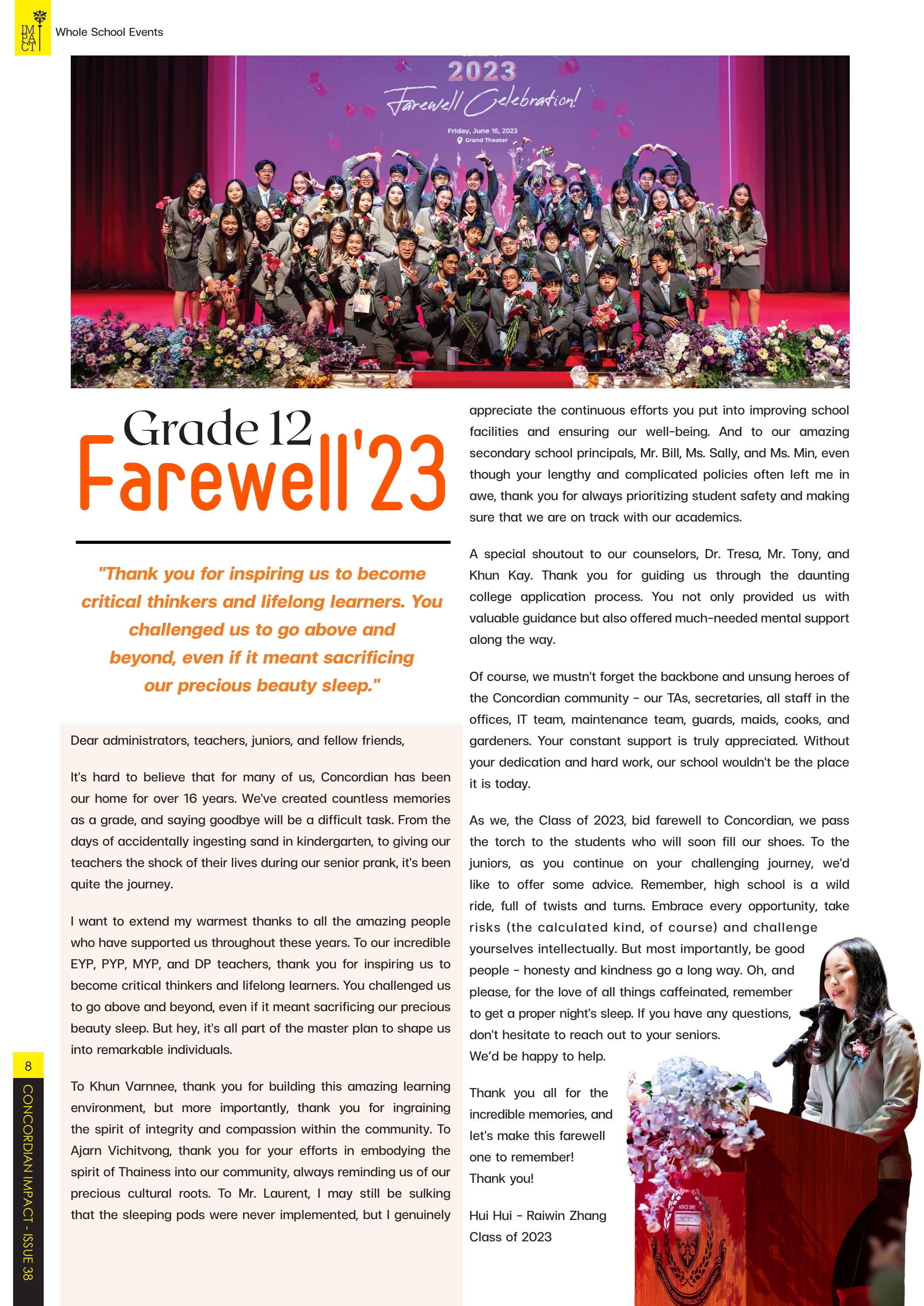 Grade 12 Farewell'23 by Concordian International School - Issuu