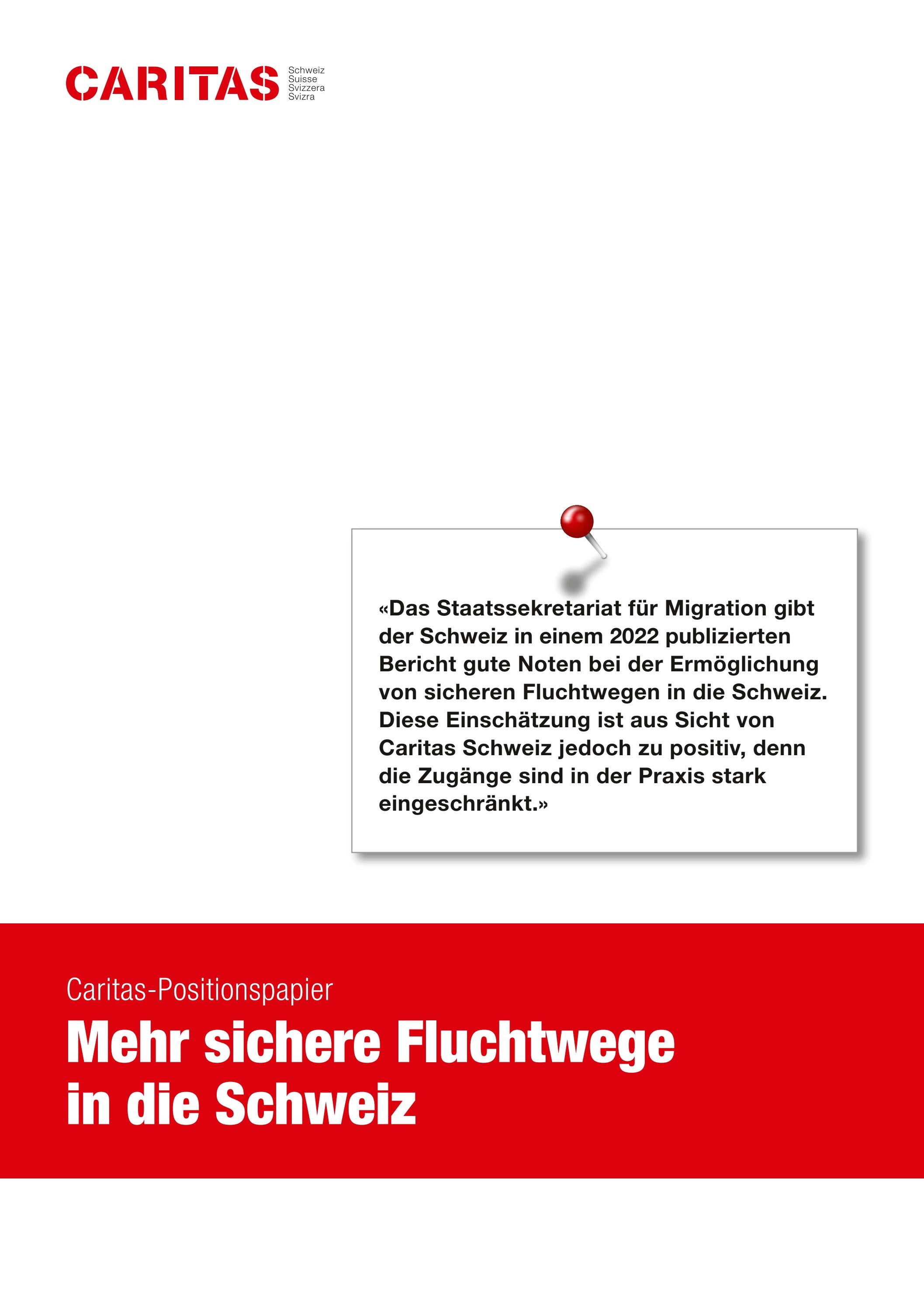 Mehr sichere Fluchtwege in die Schweiz by Caritas Schweiz - Issuu