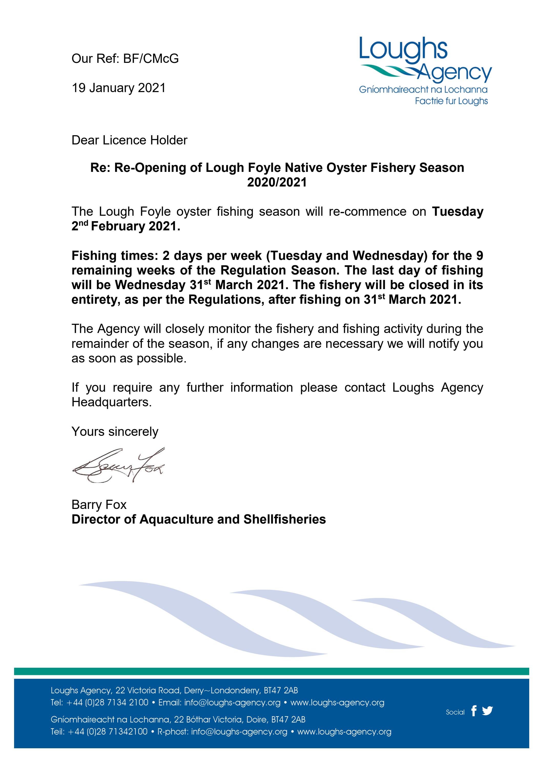 Letter to Oyster Fishermen by loughsagency - Issuu