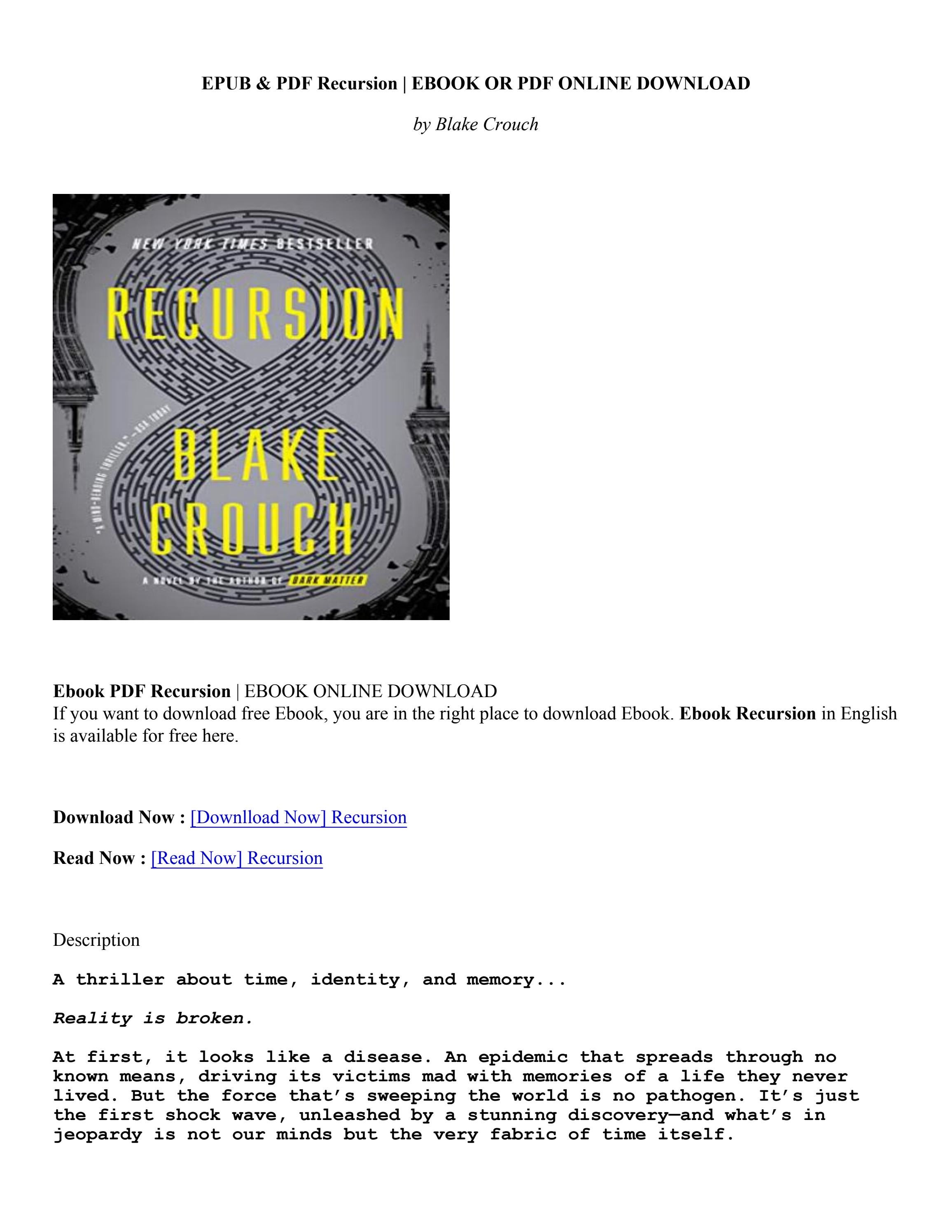 Recursion Blake Crouch