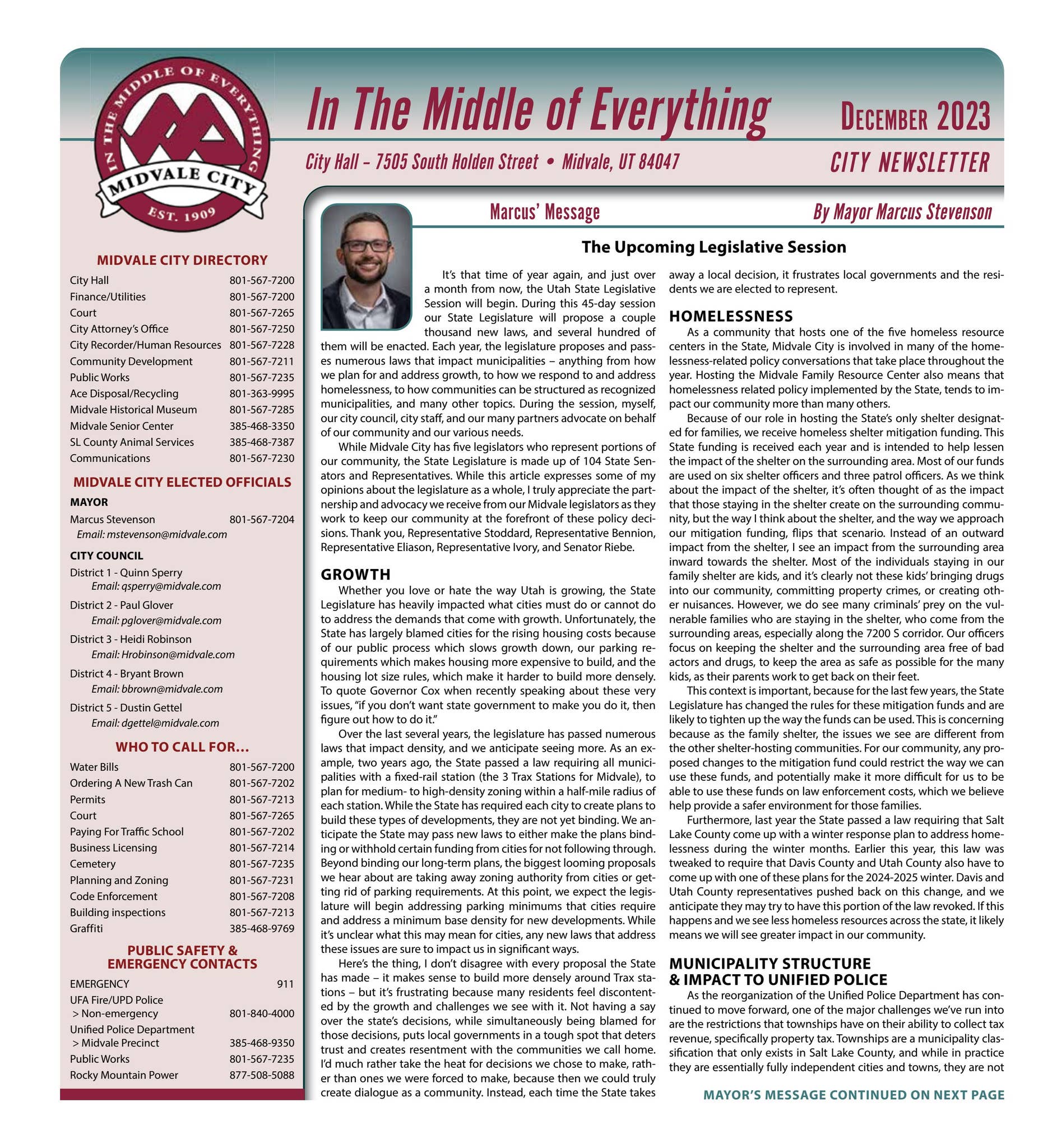 Midvale City Newsletter | December 2023 by The City Journals - Issuu