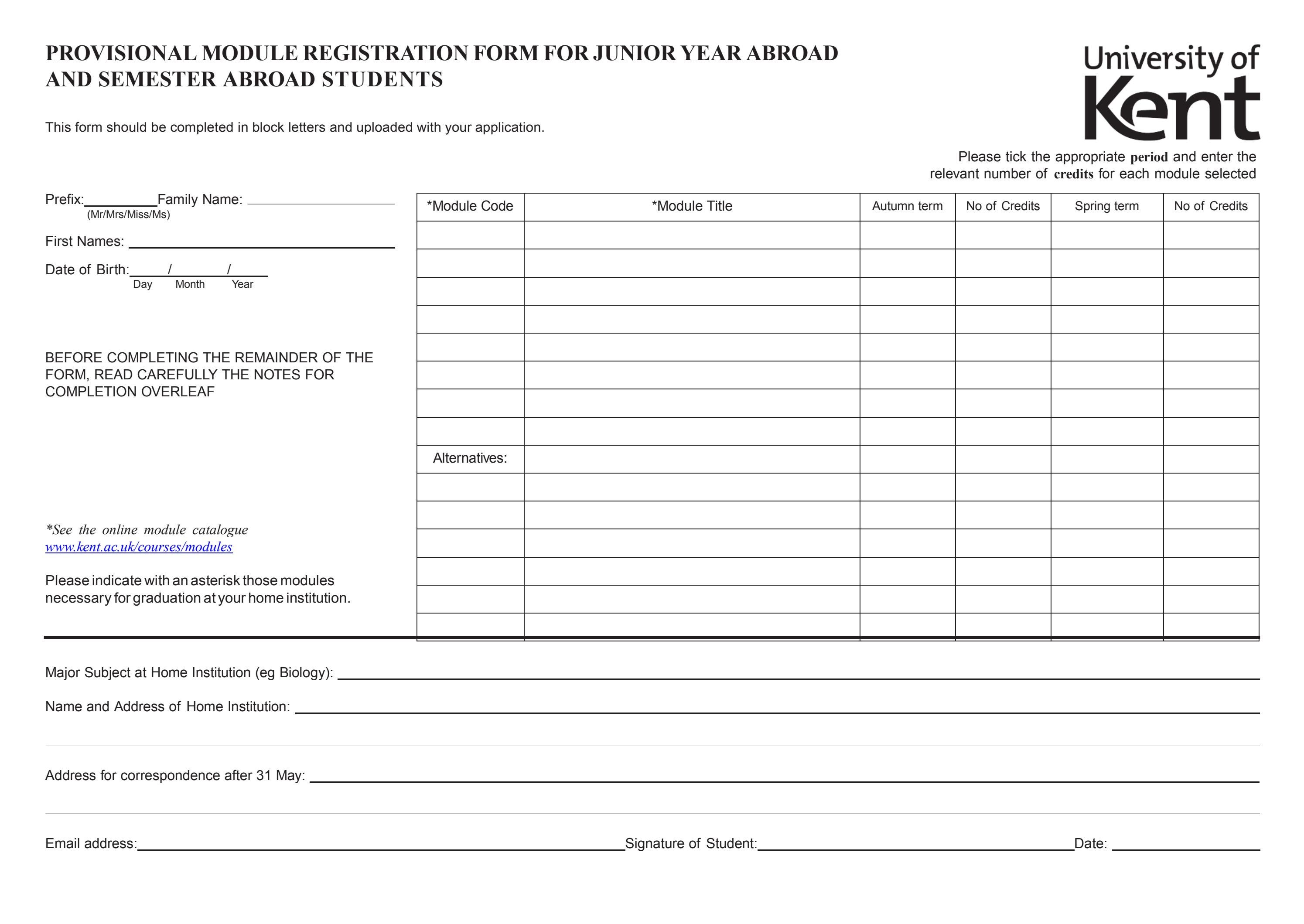 Canterbury Provisional Module Registration Form by iuabroad - Issuu