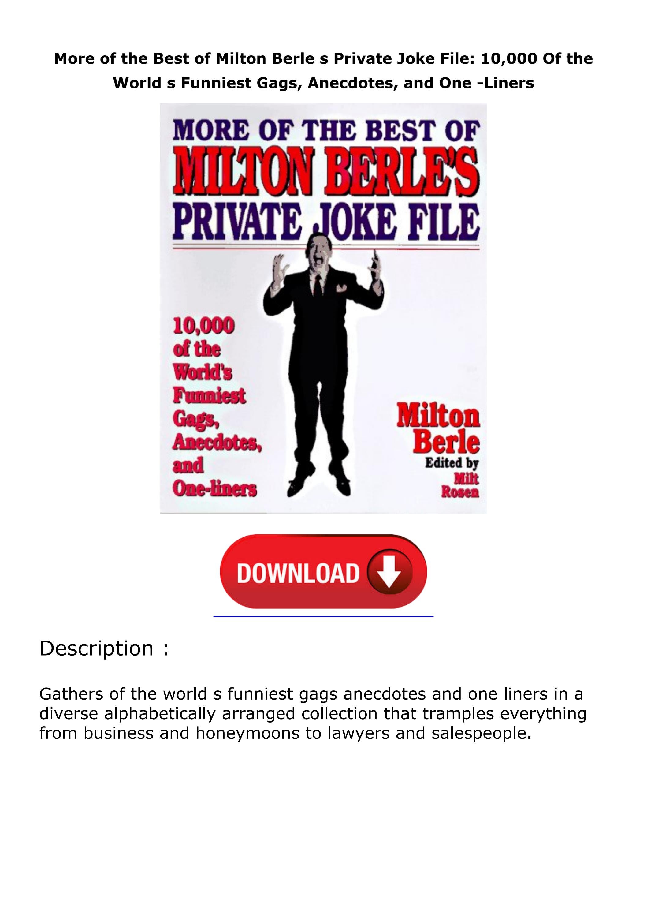 ( ️pdf)full] download More of the Best of Milton Berle s Private Joke ...