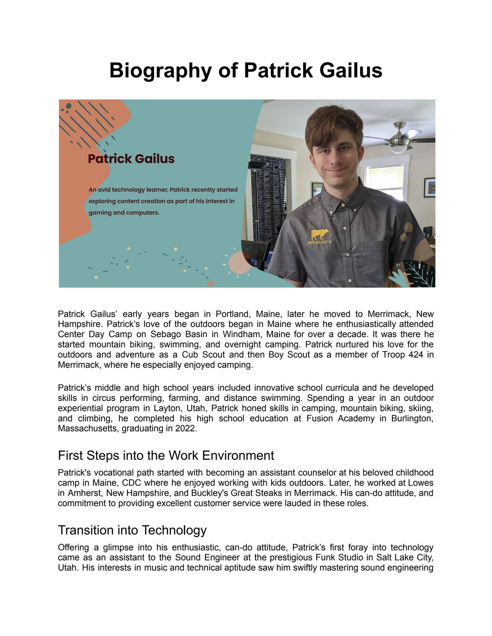 Biography of Patrick Gailus by Patrick Gailus - Issuu