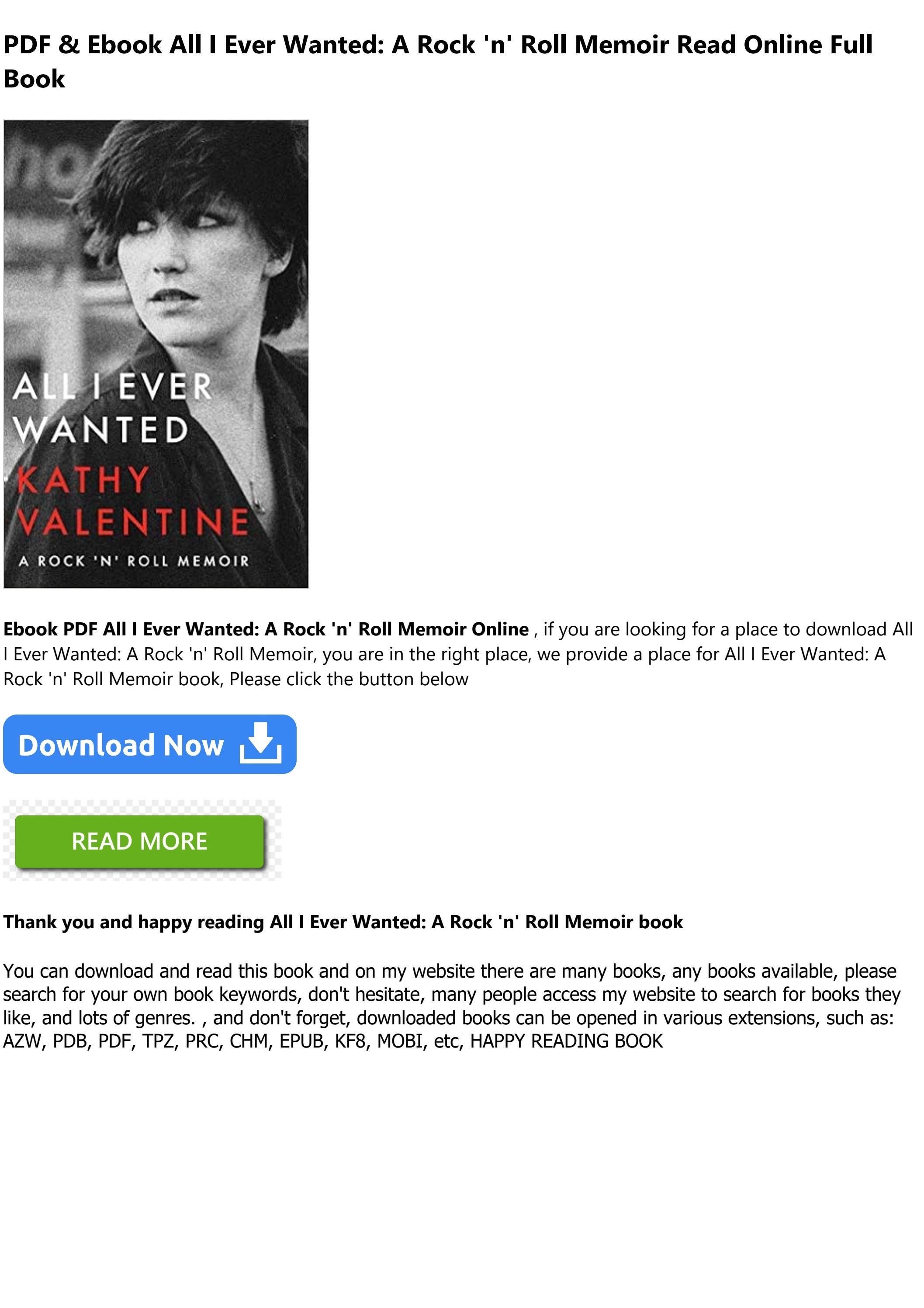 PDF Online All I Ever Wanted: A Rock 'n' Roll Memoir Full AudioBook by ...
