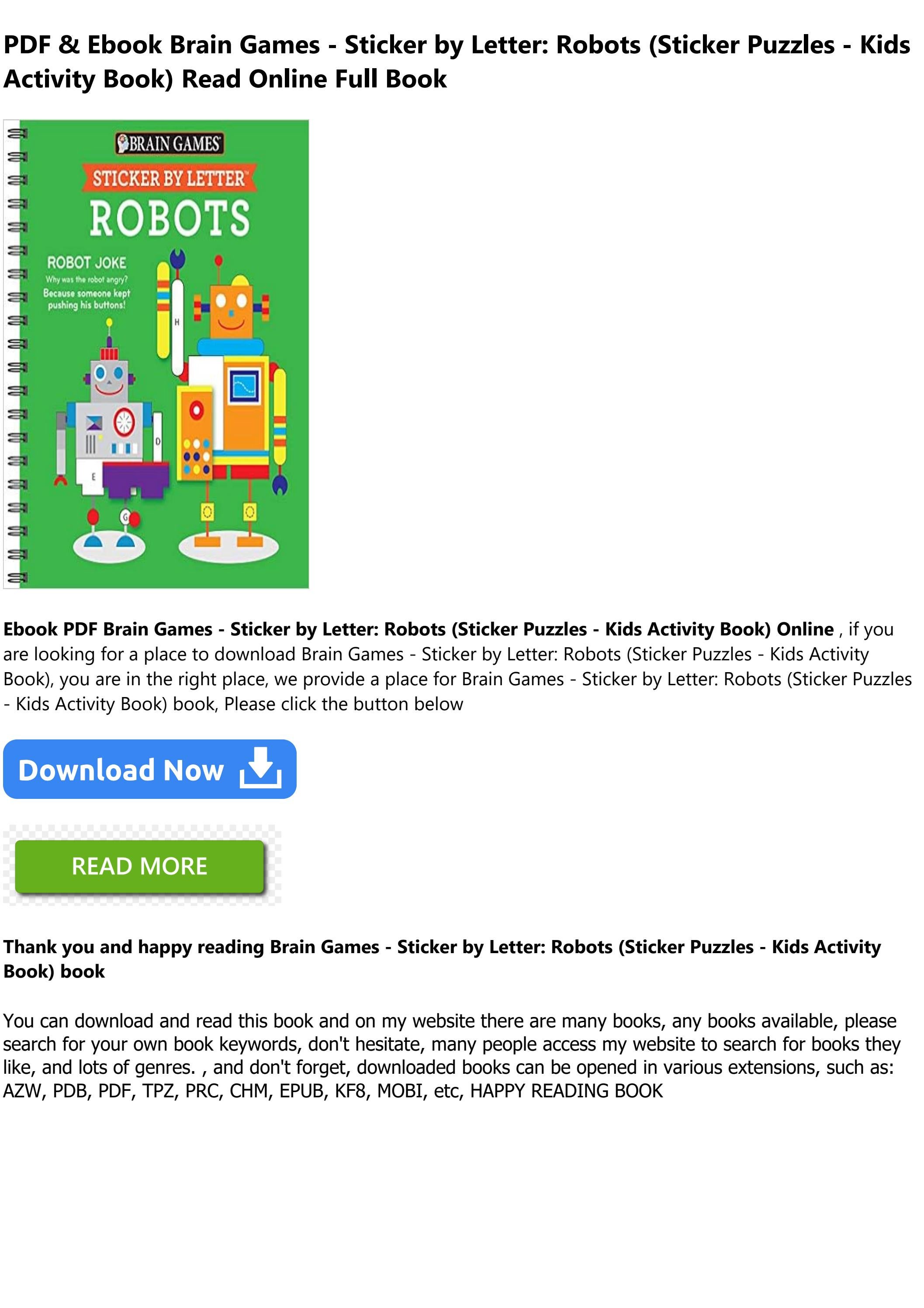 ^DOWNLOAD E.B.O.O.K.# Brain Games - Sticker by Letter: Robots (Sticker ...
