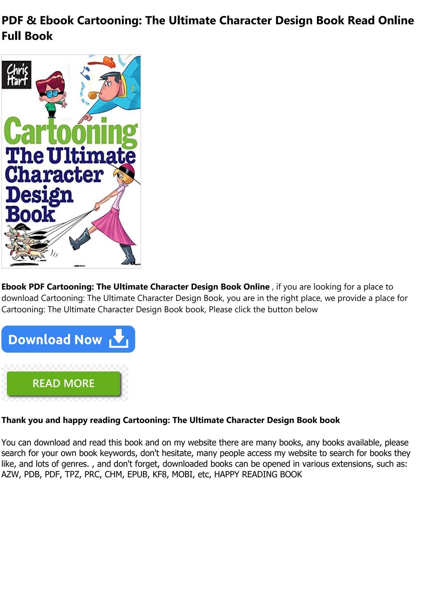 ~>Free Download Cartooning: The Ultimate Character Design Book Full ...