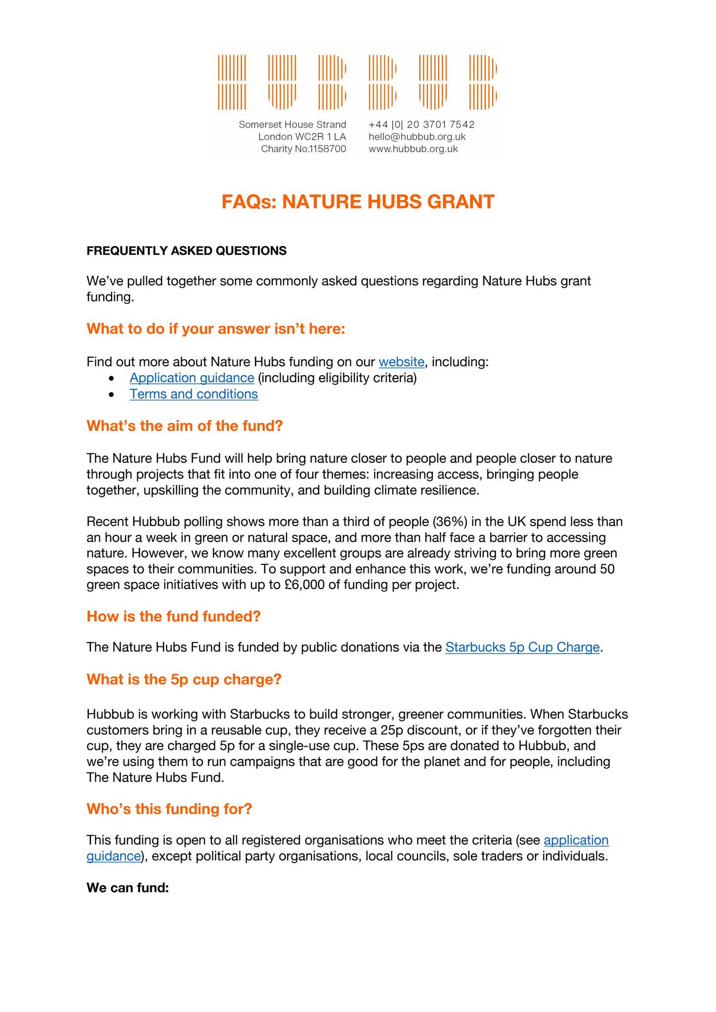 The Nature Hubs Fund - FAQs by Hubbub - Issuu