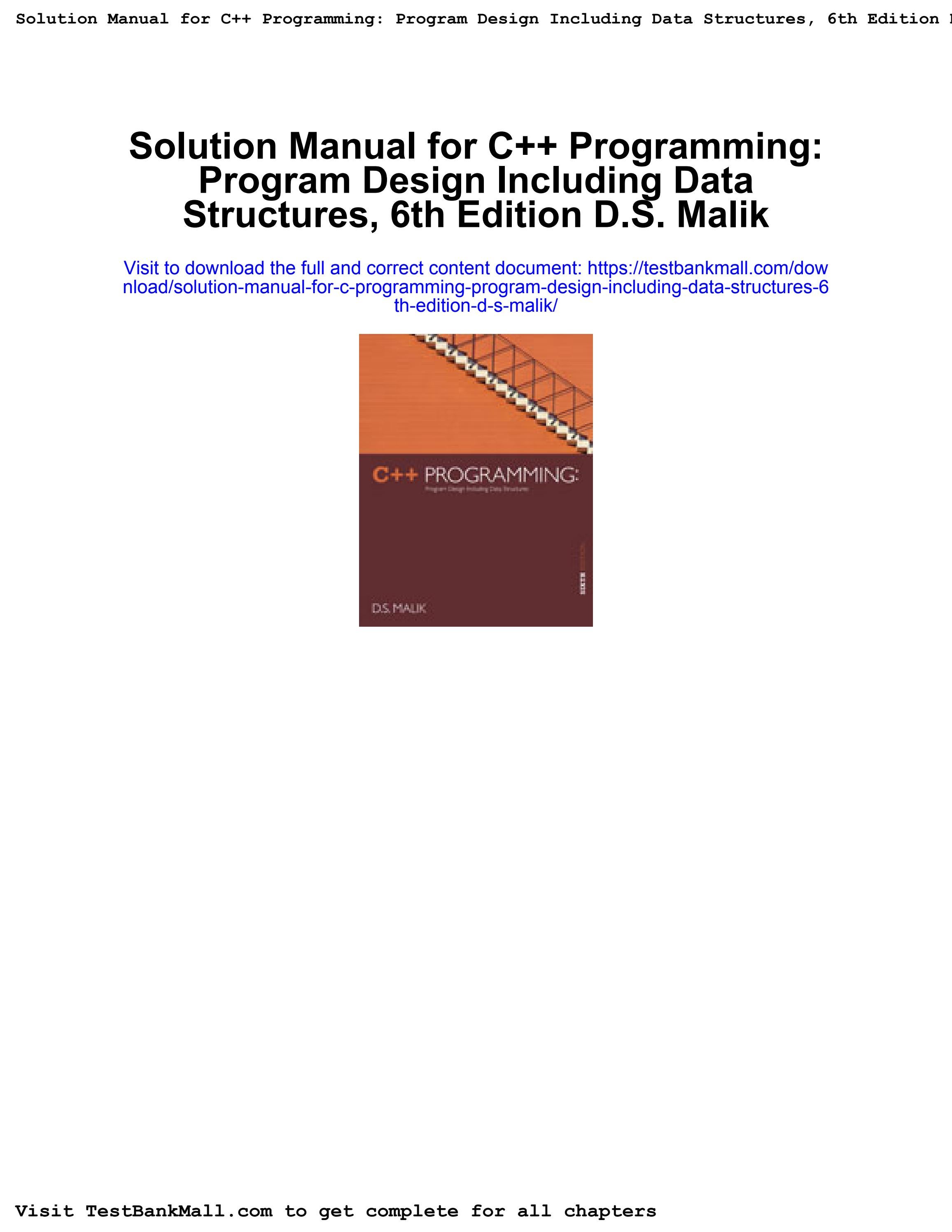Solution Manual For C Programming Program Design Including Data