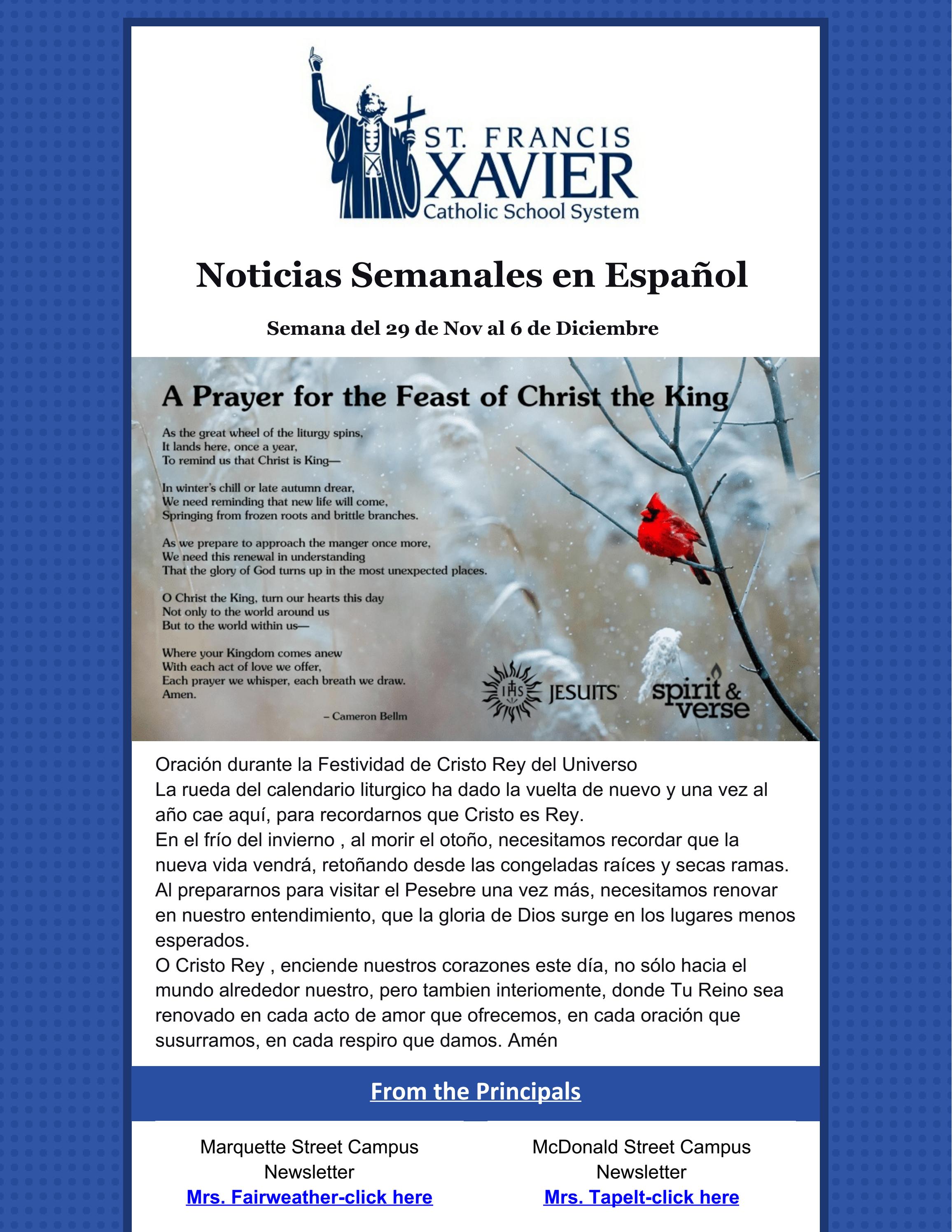 Elementary Newsletter - Spanish 112923 by XavierHawks - Issuu