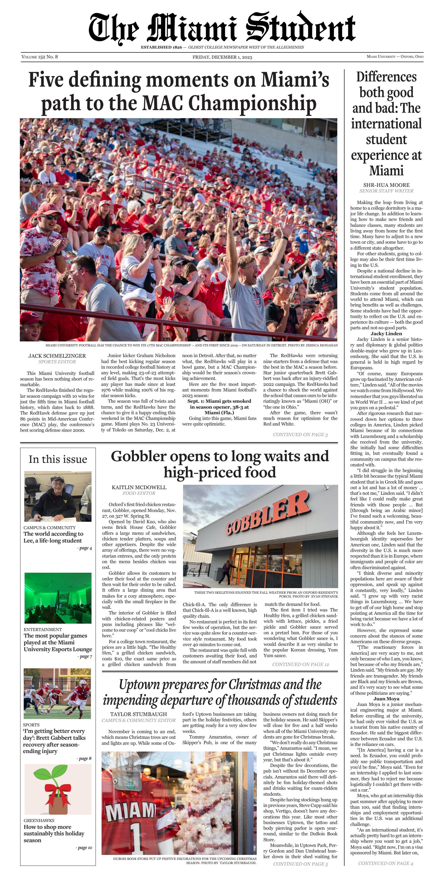 The Miami Student | December 1, 2023 by The Miami Student - Issuu