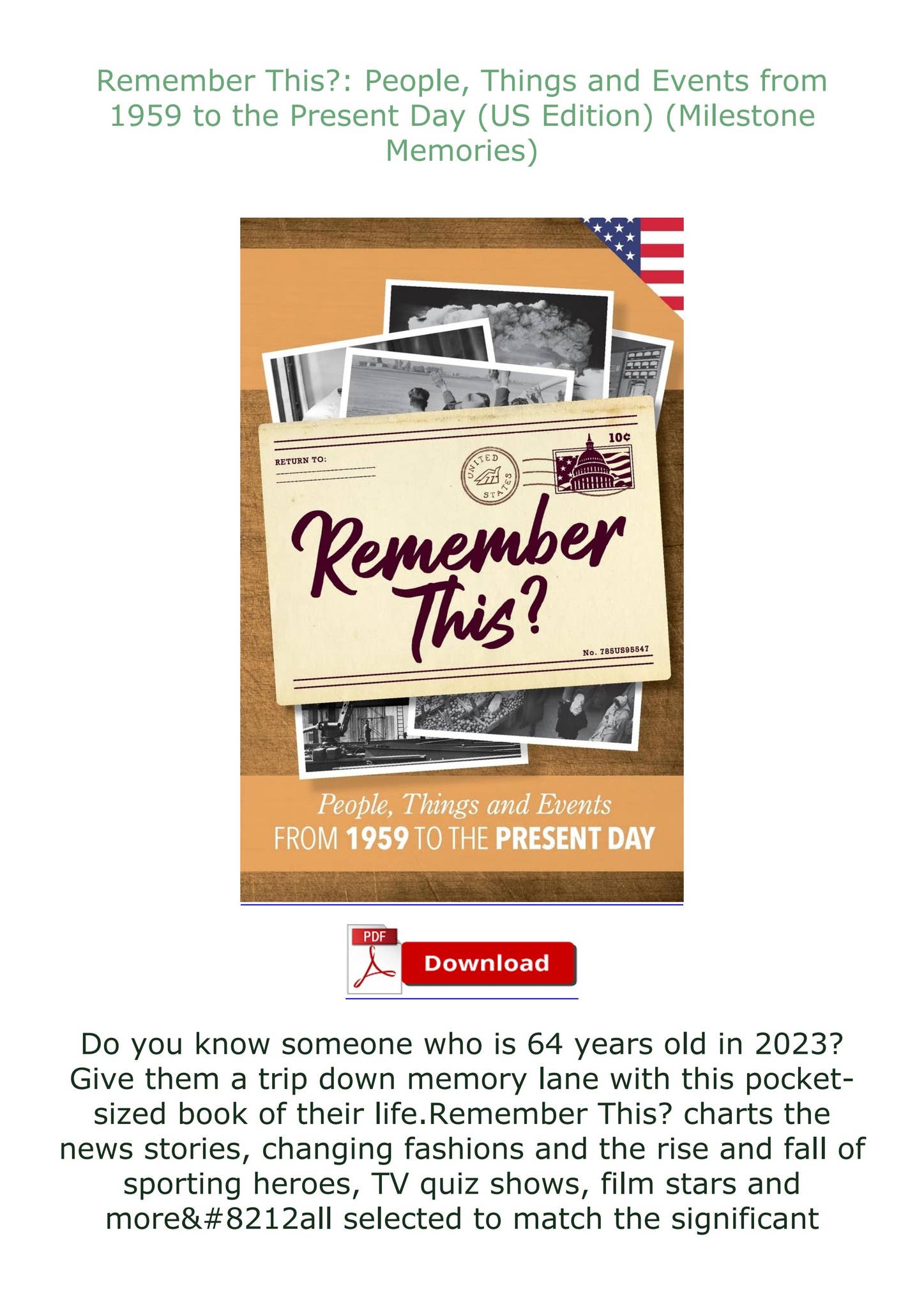 get [ PDF] Download Remember This?: People, Things and Events from 1959 ...