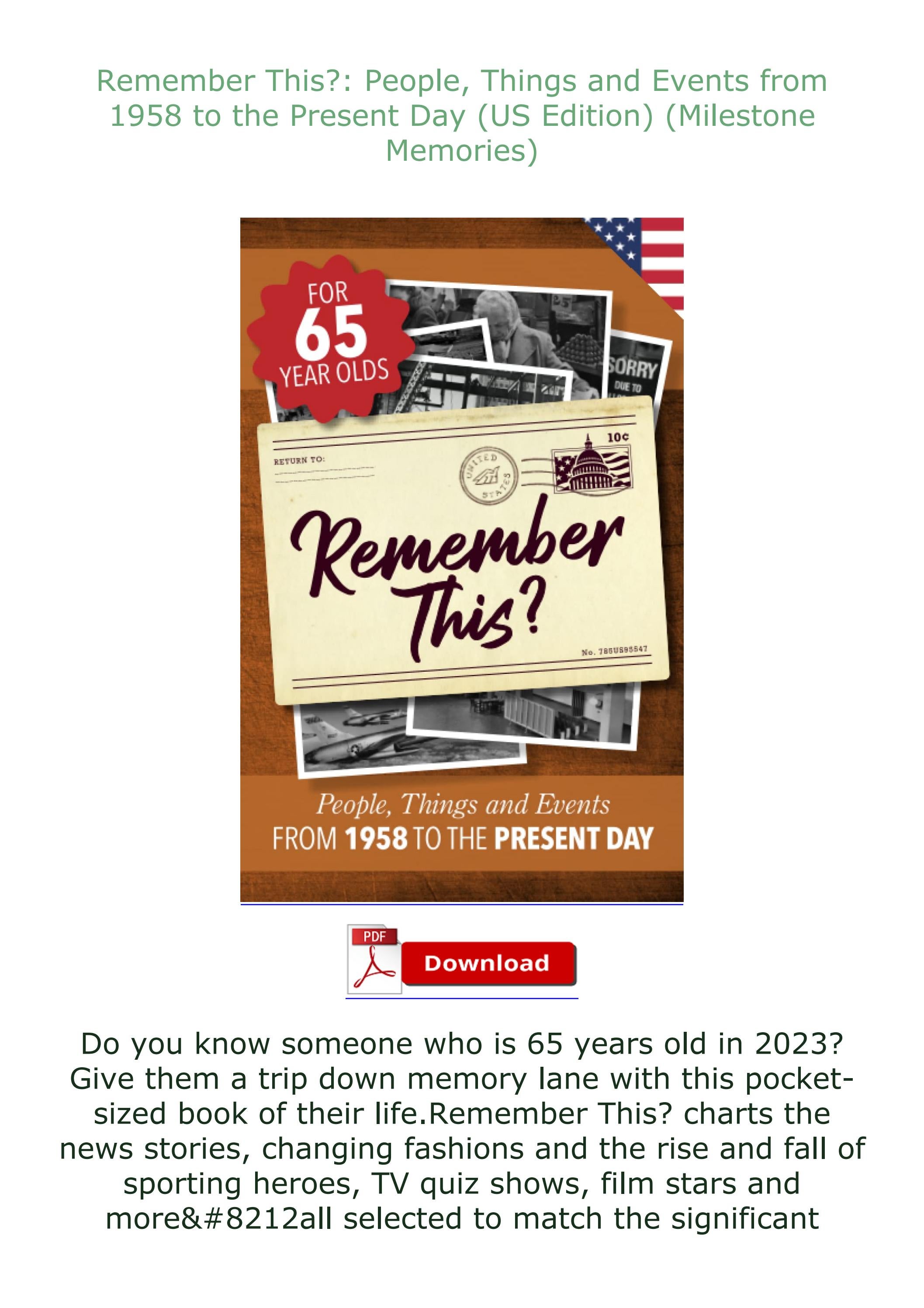 Download Book [ PDF] Remember This?: People, Things and Events from ...