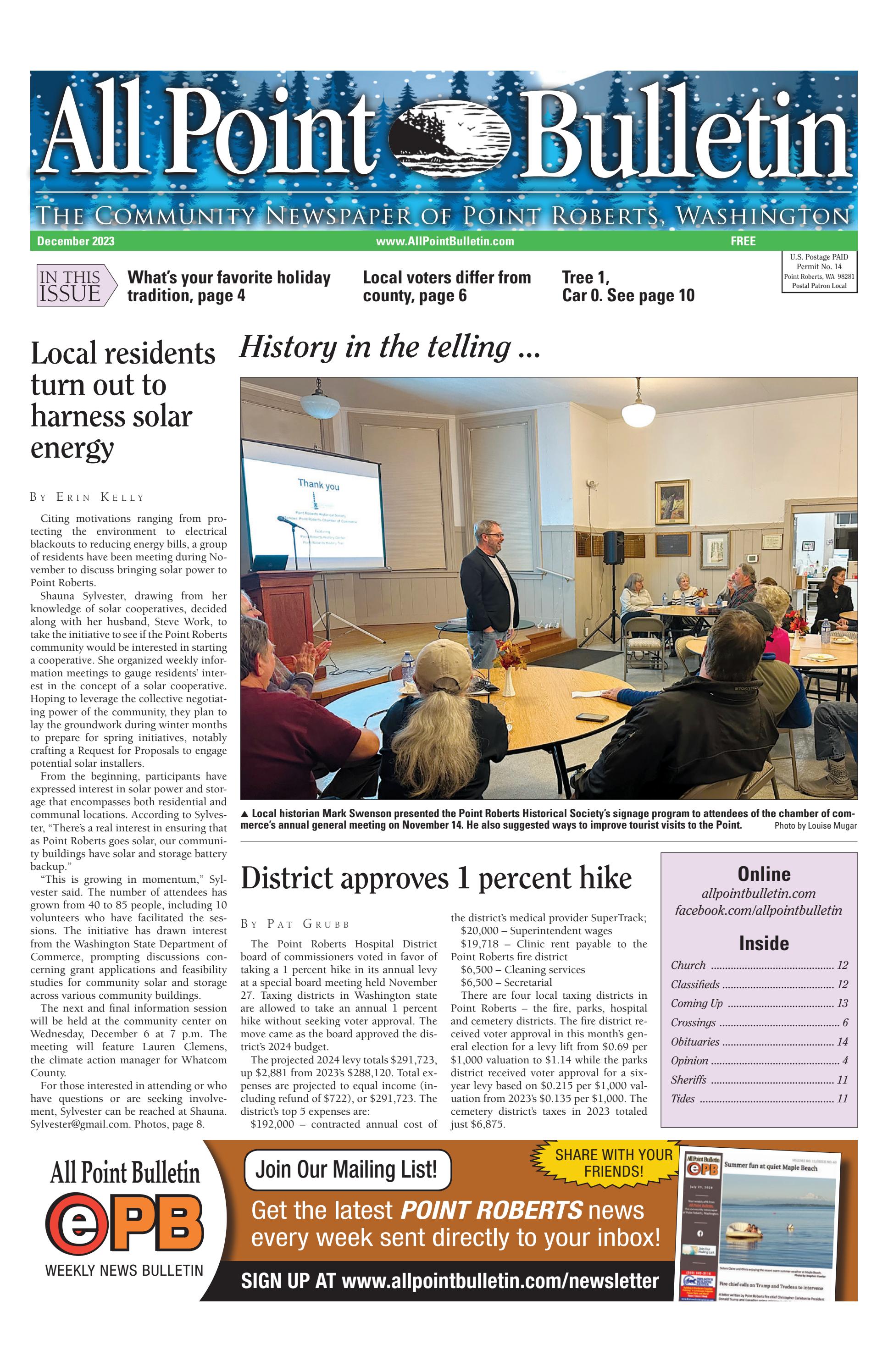 All Point Bulletin - December 2023 issue by Point Roberts Press - Issuu