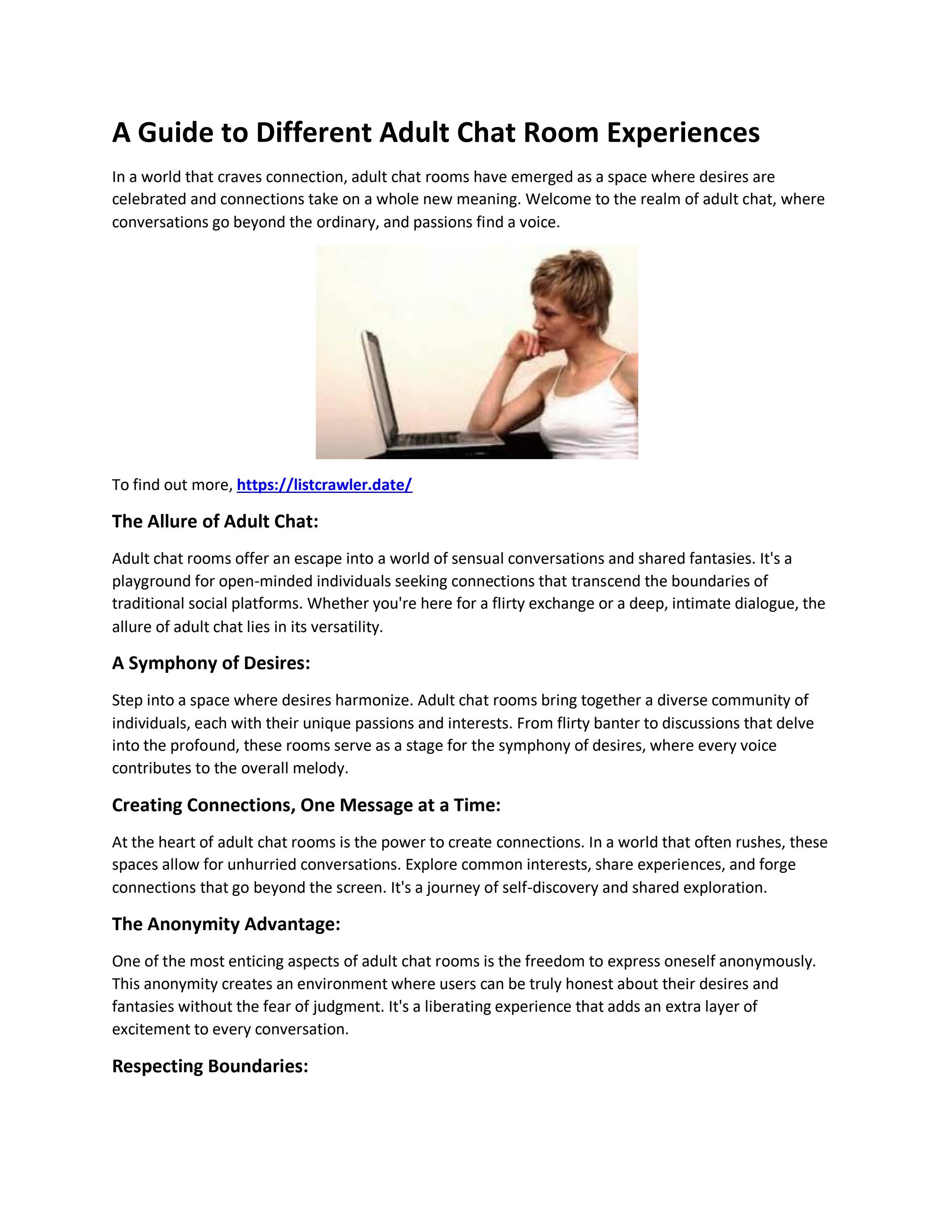 A Guide to Different Adult Chat Room Experiences by roosjejair - Issuu