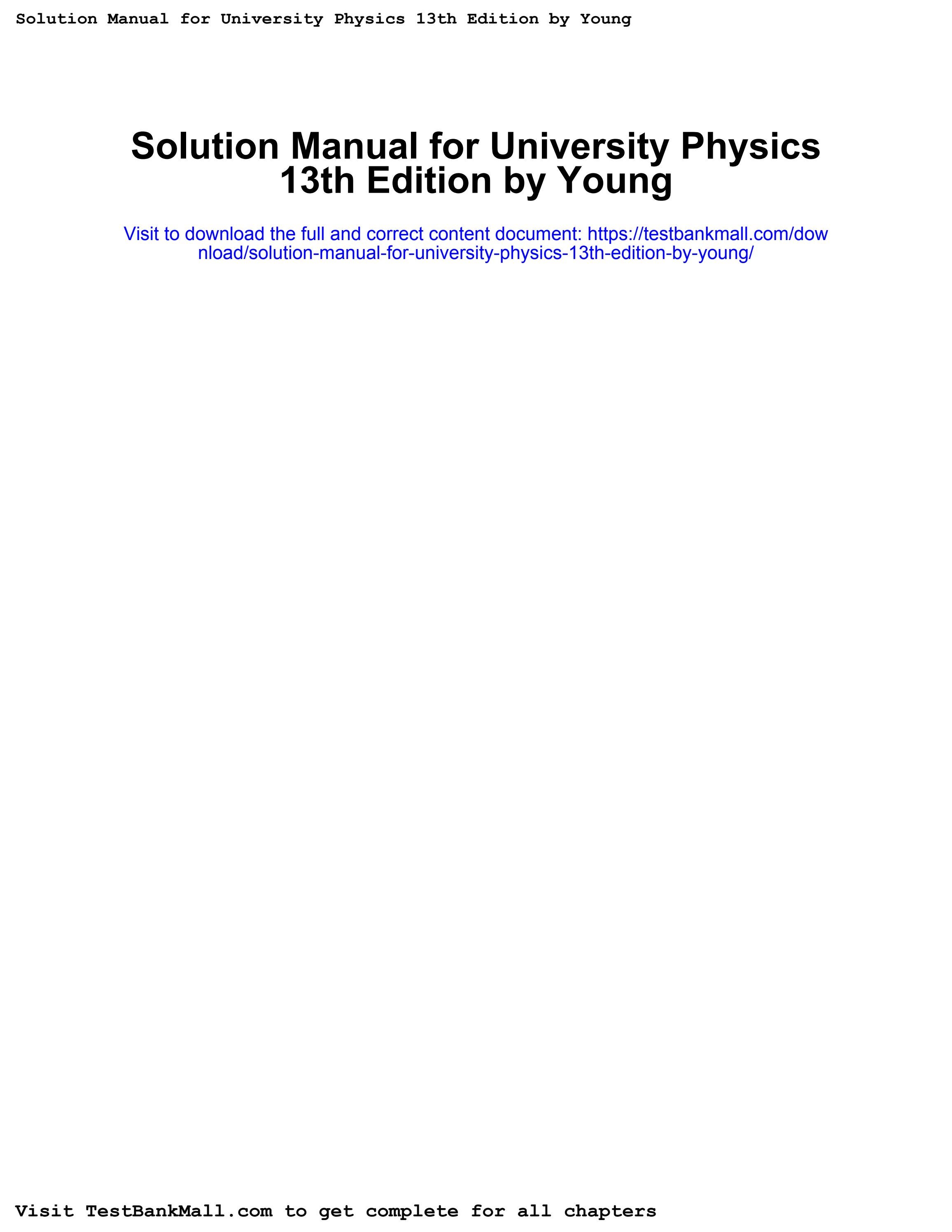 Solution manual for university physics 13th edition by young by owen ...
