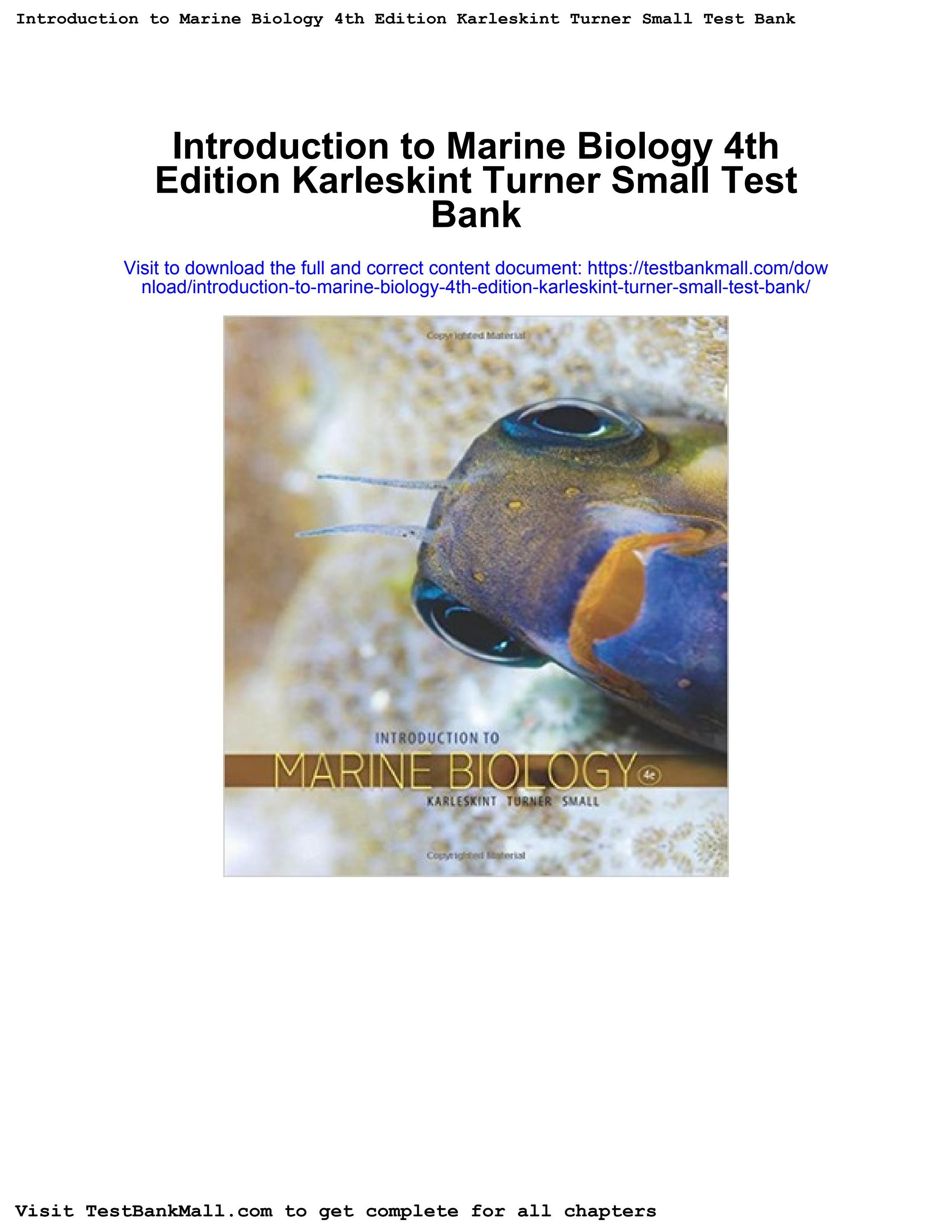 Introduction to marine biology 4th edition karleskint turner small test ...