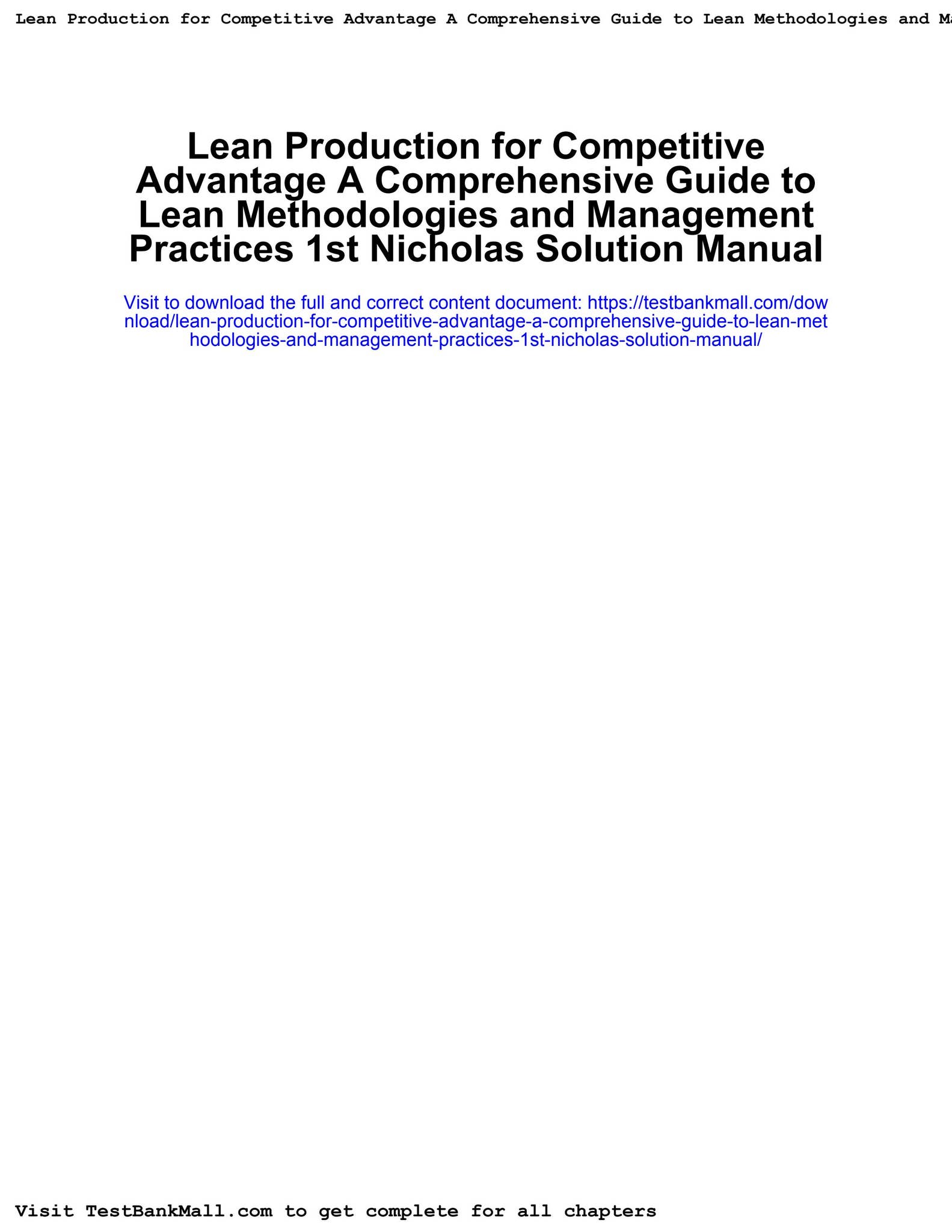 Lean production for competitive advantage a comprehensive guide to lean ...