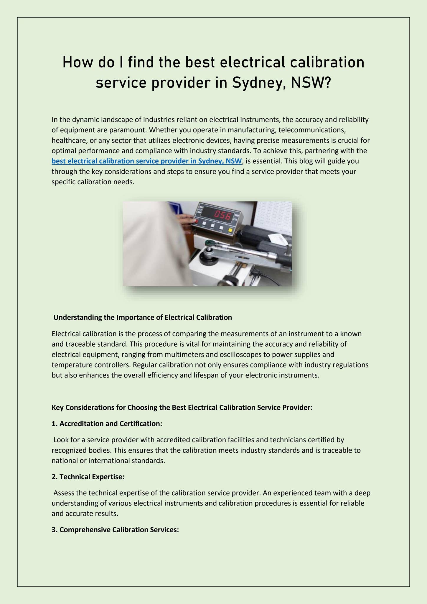 How do I find the best electrical calibration service provider in ...