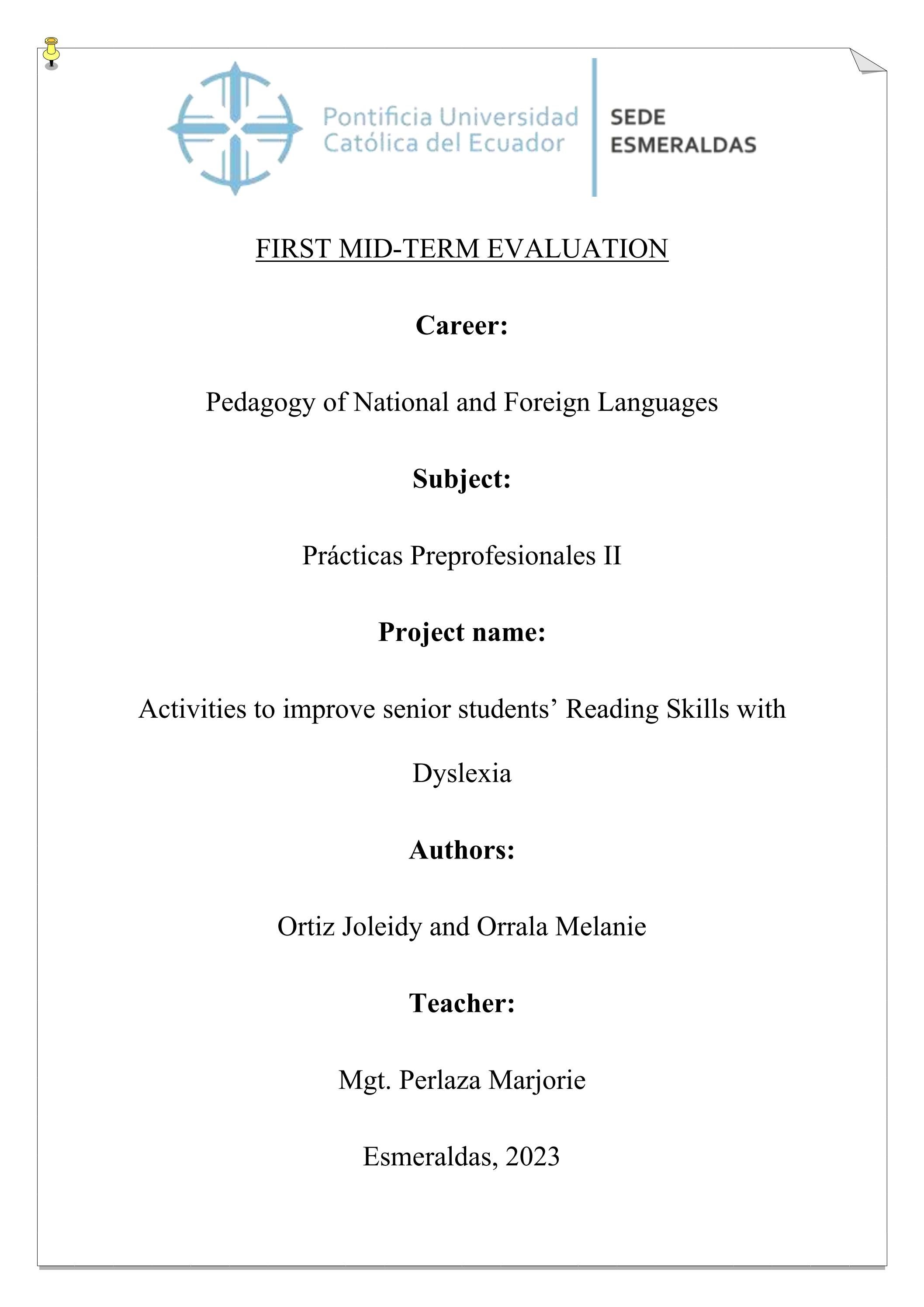 Classroom Project: Activities to improve senior students’ Reading ...