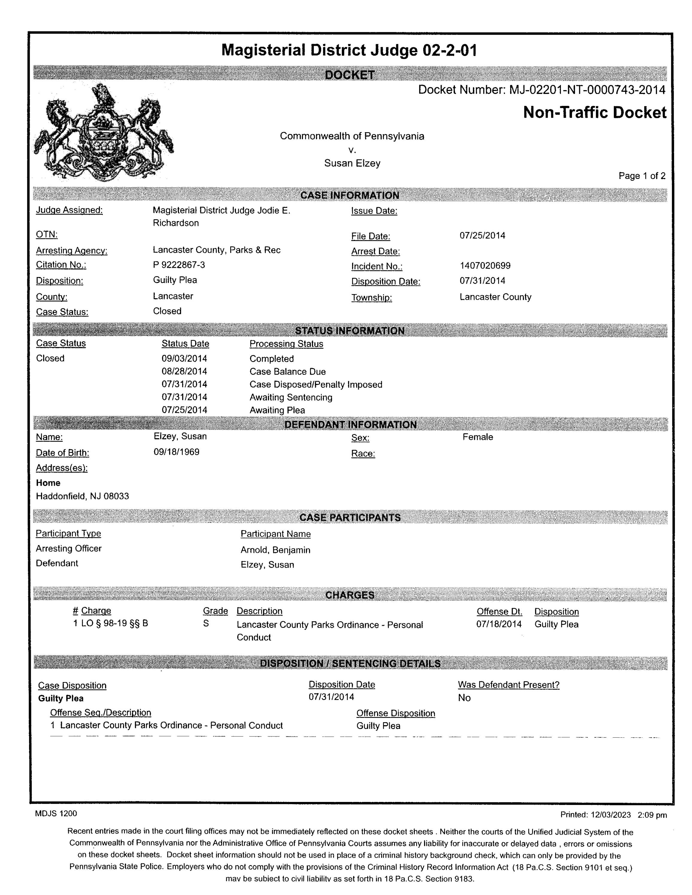 Susan Elzey and Liam Goligher Criminal Docket by AnglicanWatch - Issuu